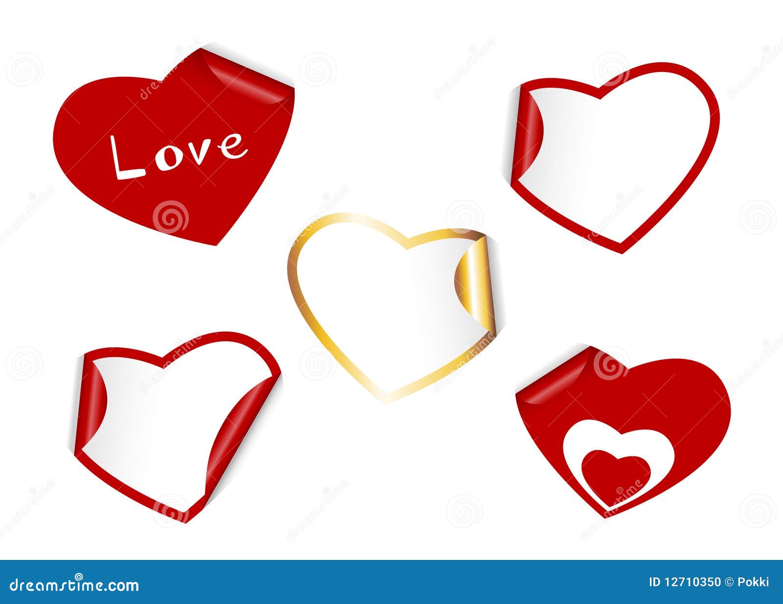 Set of heart labels stock vector. Illustration of curve - 12710350