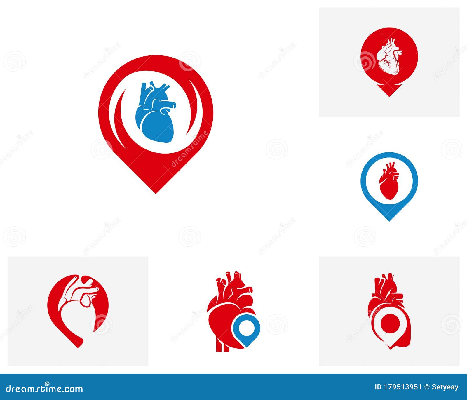 Set of Heart Point Logo Vector Template, Creative Human Heart Logo ...