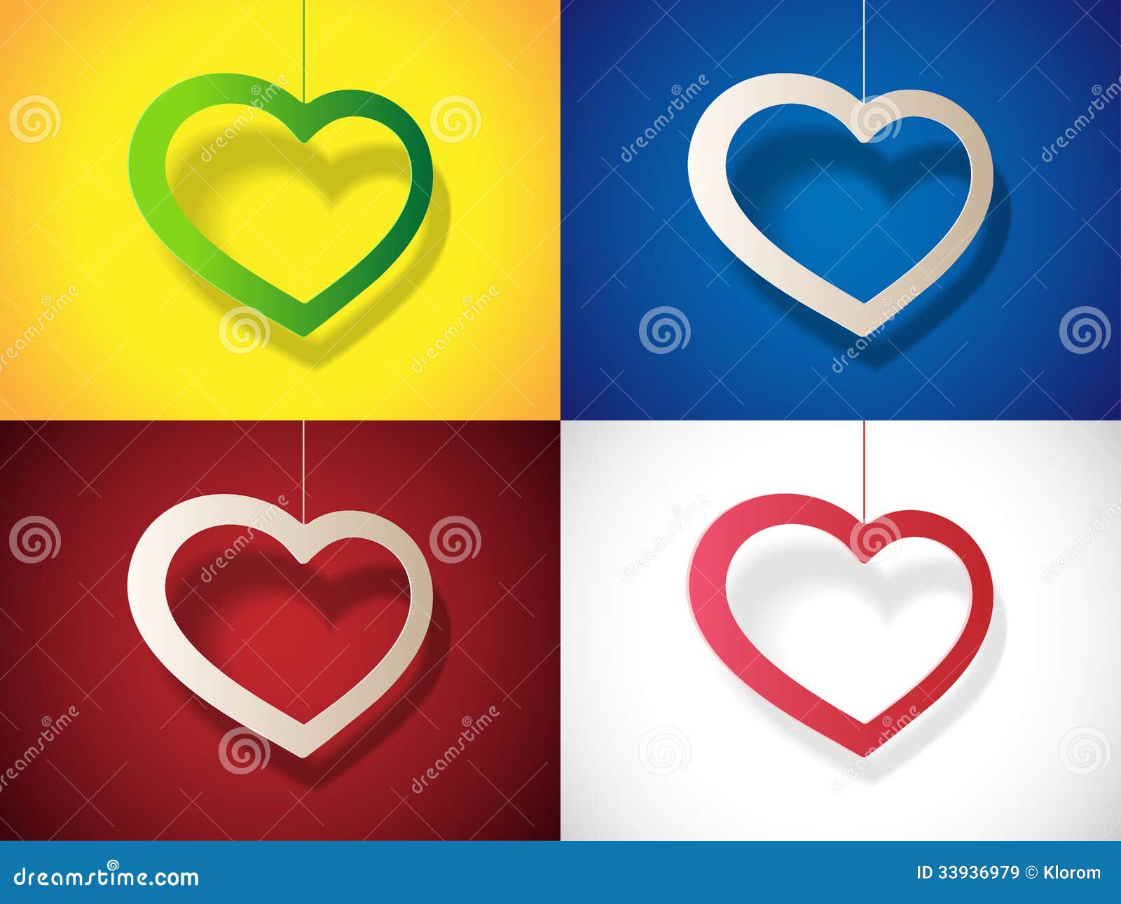 Set heart with shadow stock vector. Illustration of single - 33936979