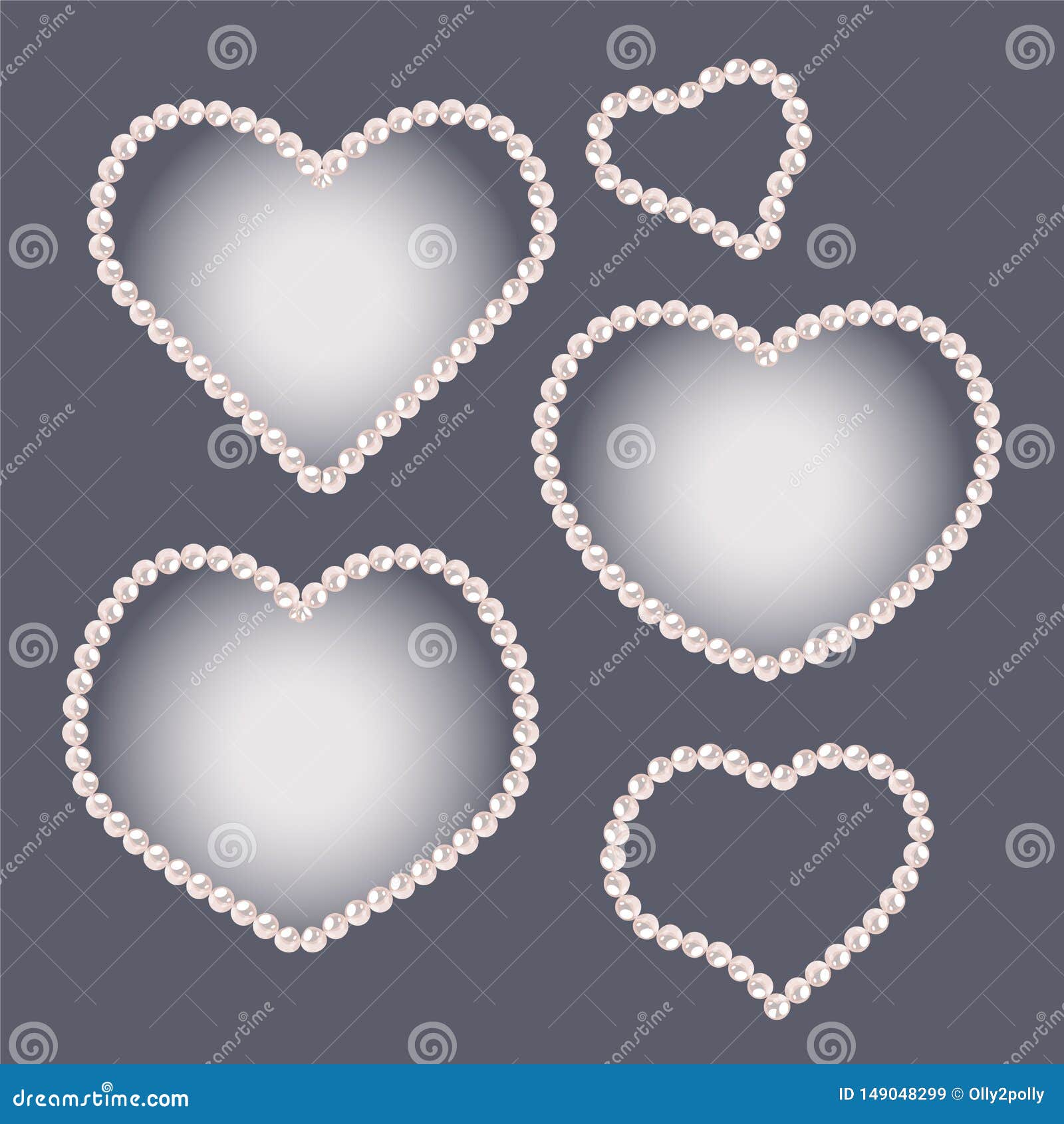 Set Of Pearl Frames With Different Shapes On Transparent Background ...