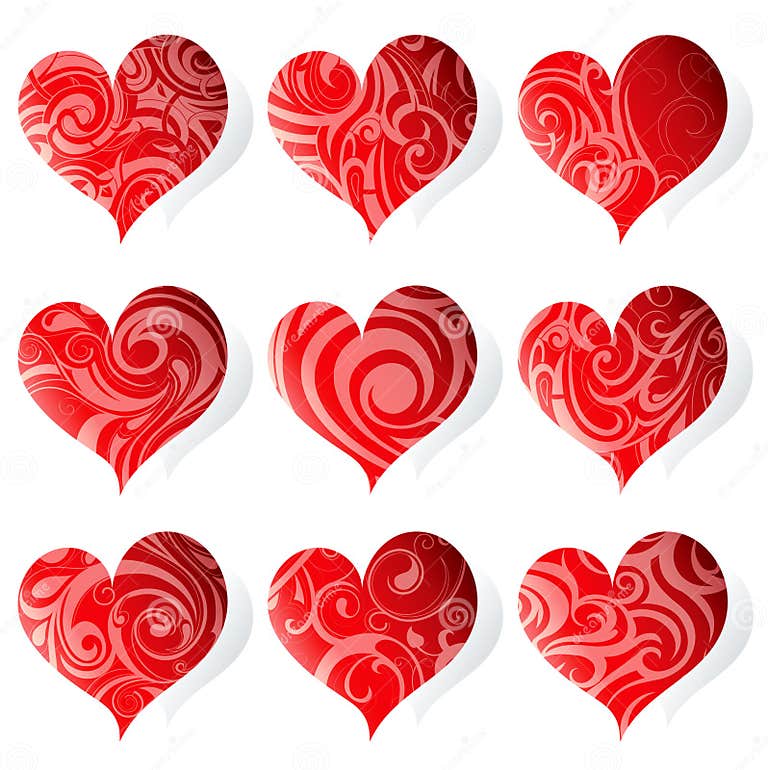 Set of heart-shapes stock vector. Illustration of design - 12577157