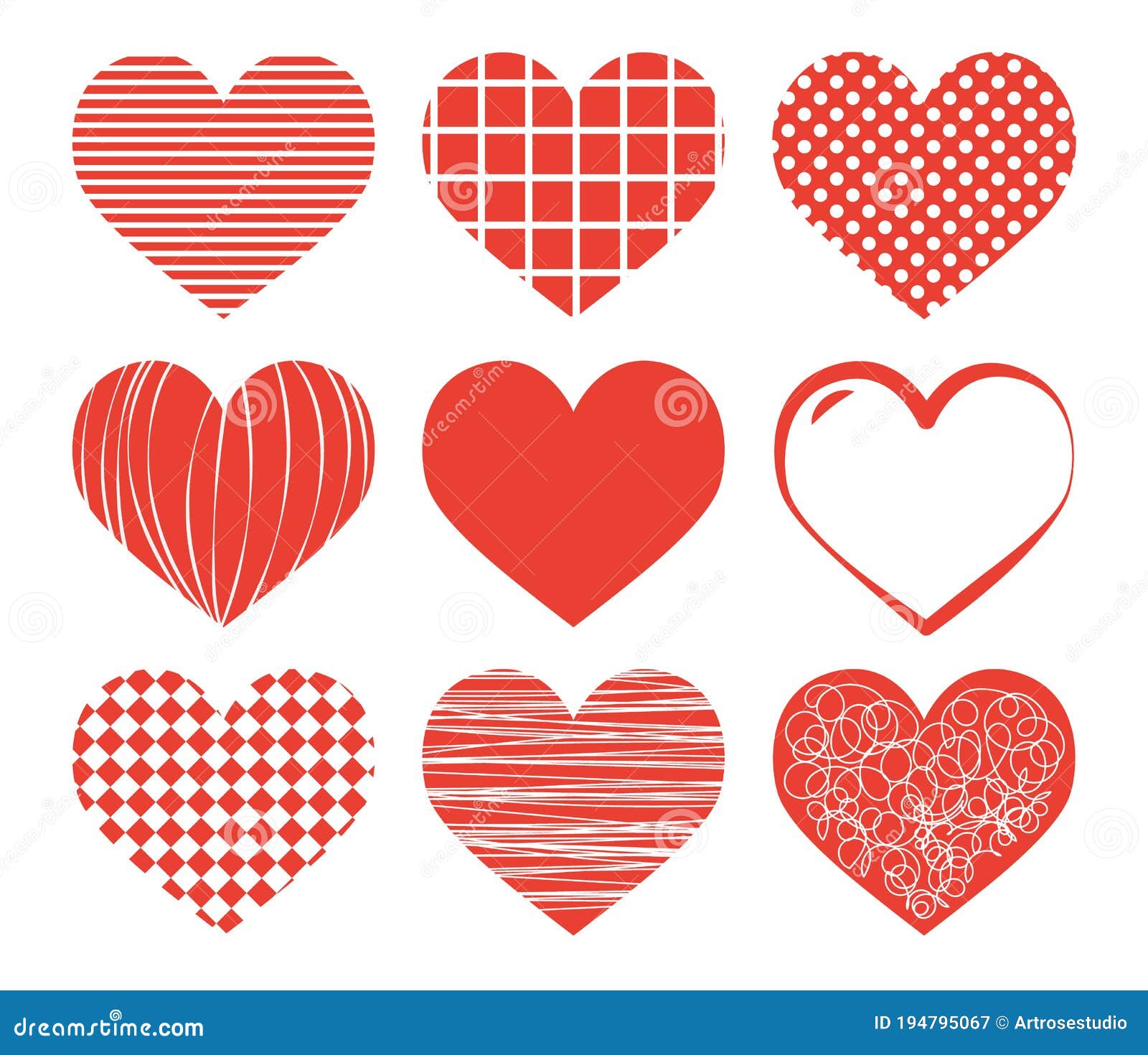 Set of Heart Shapes in Different Graphic Designs Stock Vector ...