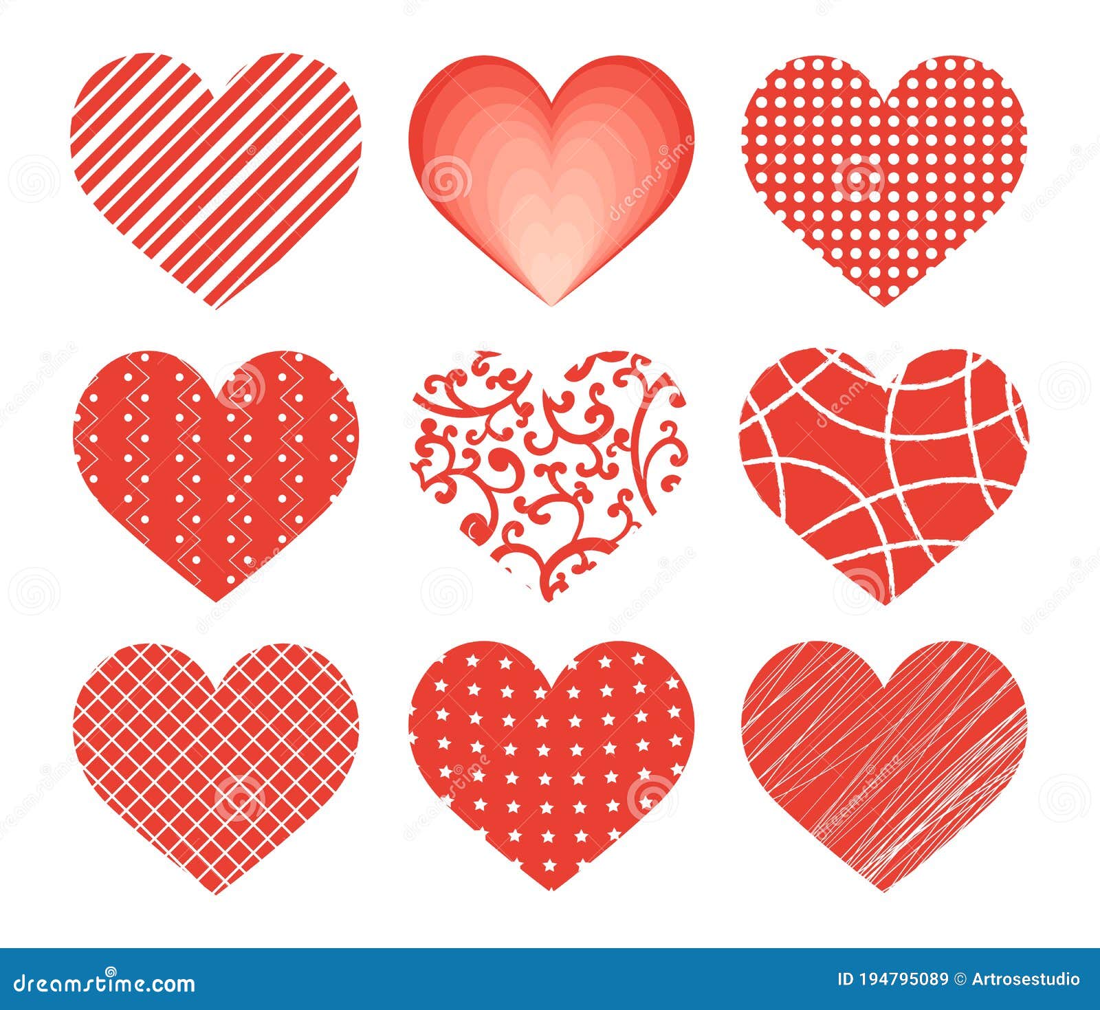 Set of Heart Shapes in Different Graphic Designs Stock Vector ...