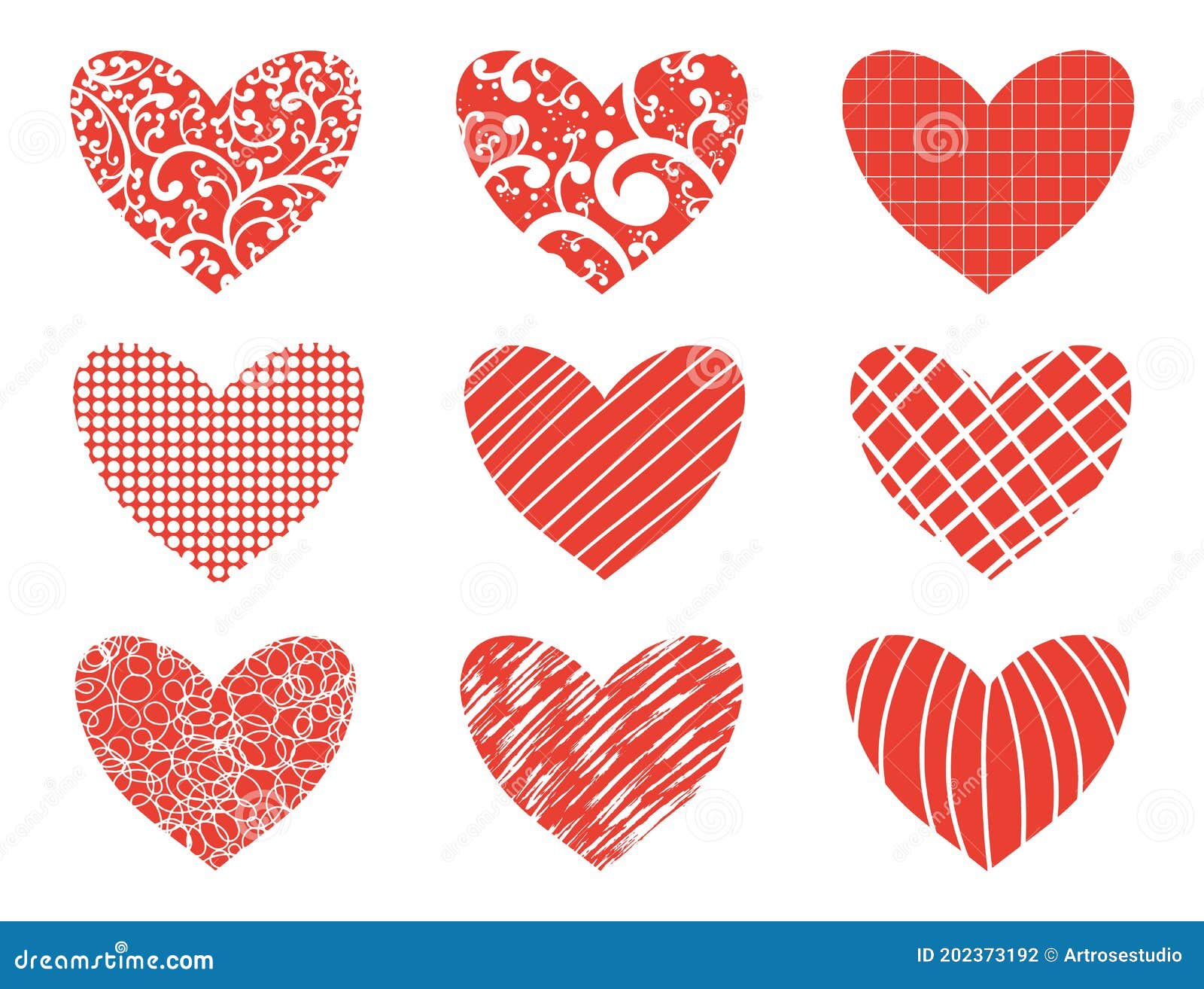 Set of Heart Shapes in Different Graphic Designs Stock Vector ...