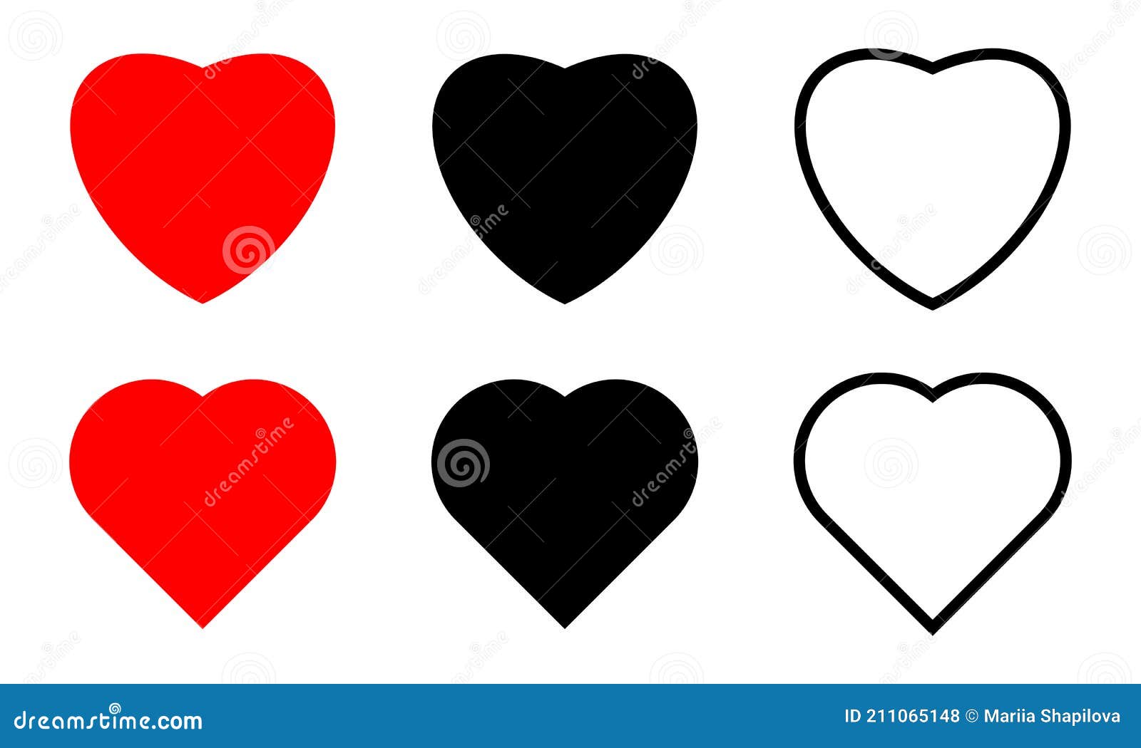 Set of heart vector shape stock vector. Illustration of linear - 211065148