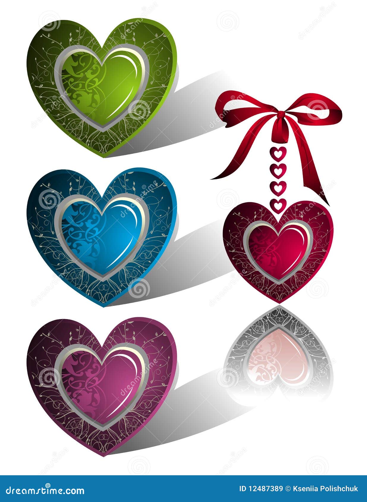 Set of hearts stock vector. Illustration of blue, beauty - 12487389