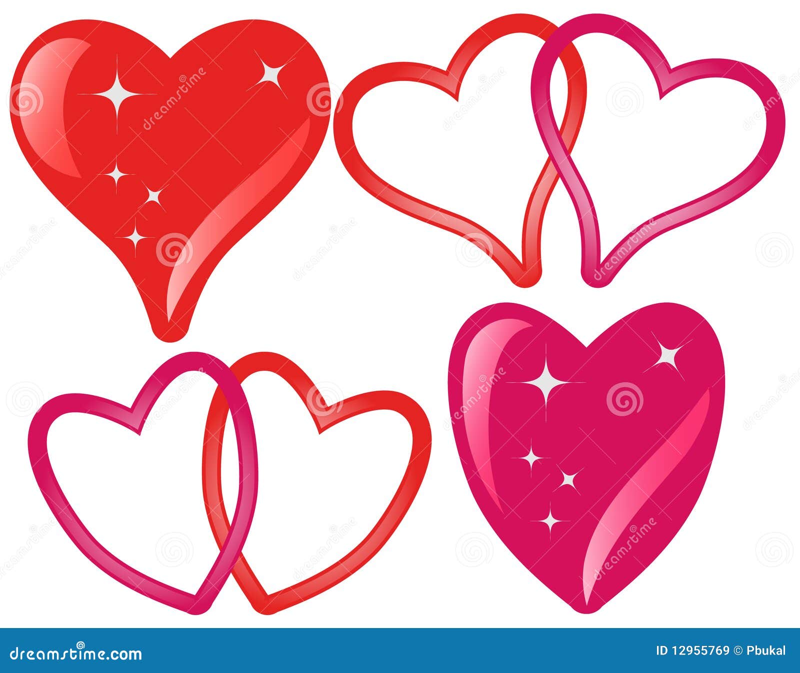 Set of Hearts stock vector. Illustration of pink, card - 12955769