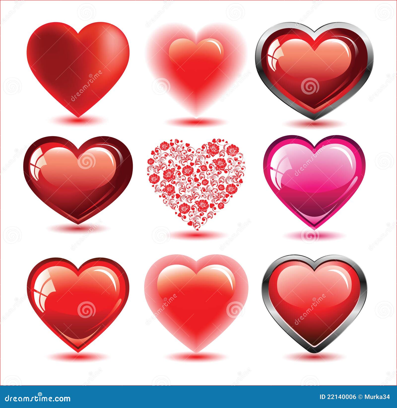 Set of hearts stock vector. Illustration of decoration - 22140006