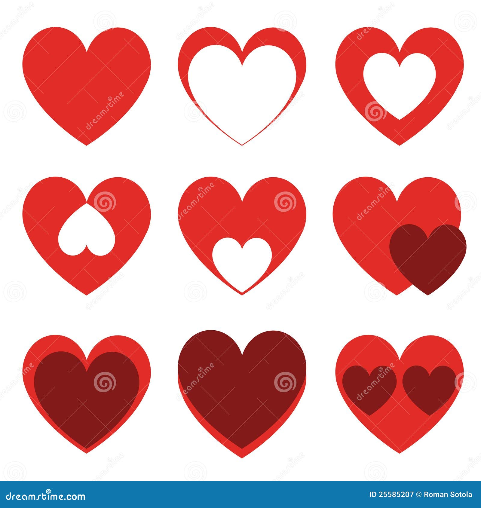 Set of hearts stock vector. Illustration of shape, emblem - 25585207