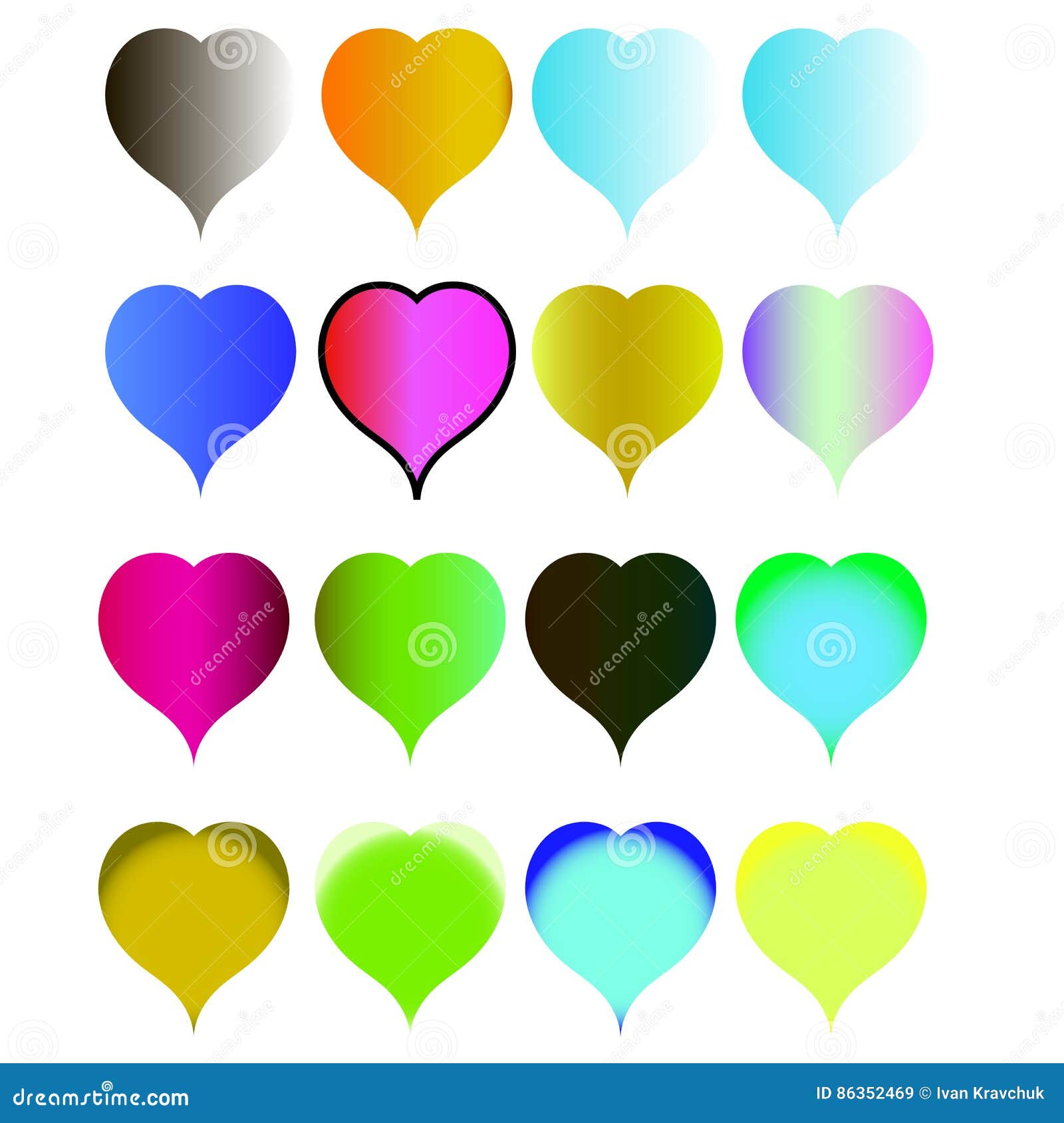 Set Hearts of All Colors of Rainbow Stock Illustration - Illustration ...