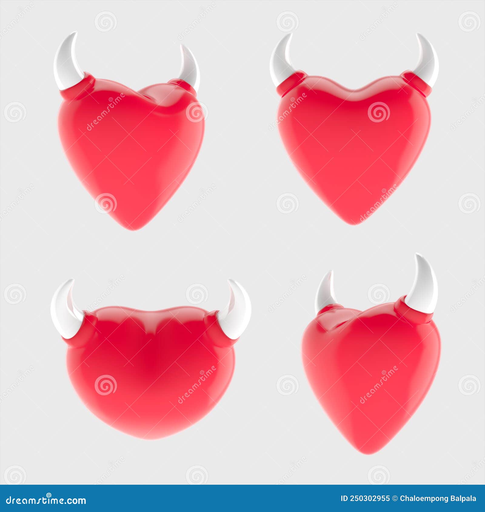 Set of Hearts Devil Isolated on White. Stock Illustration ...
