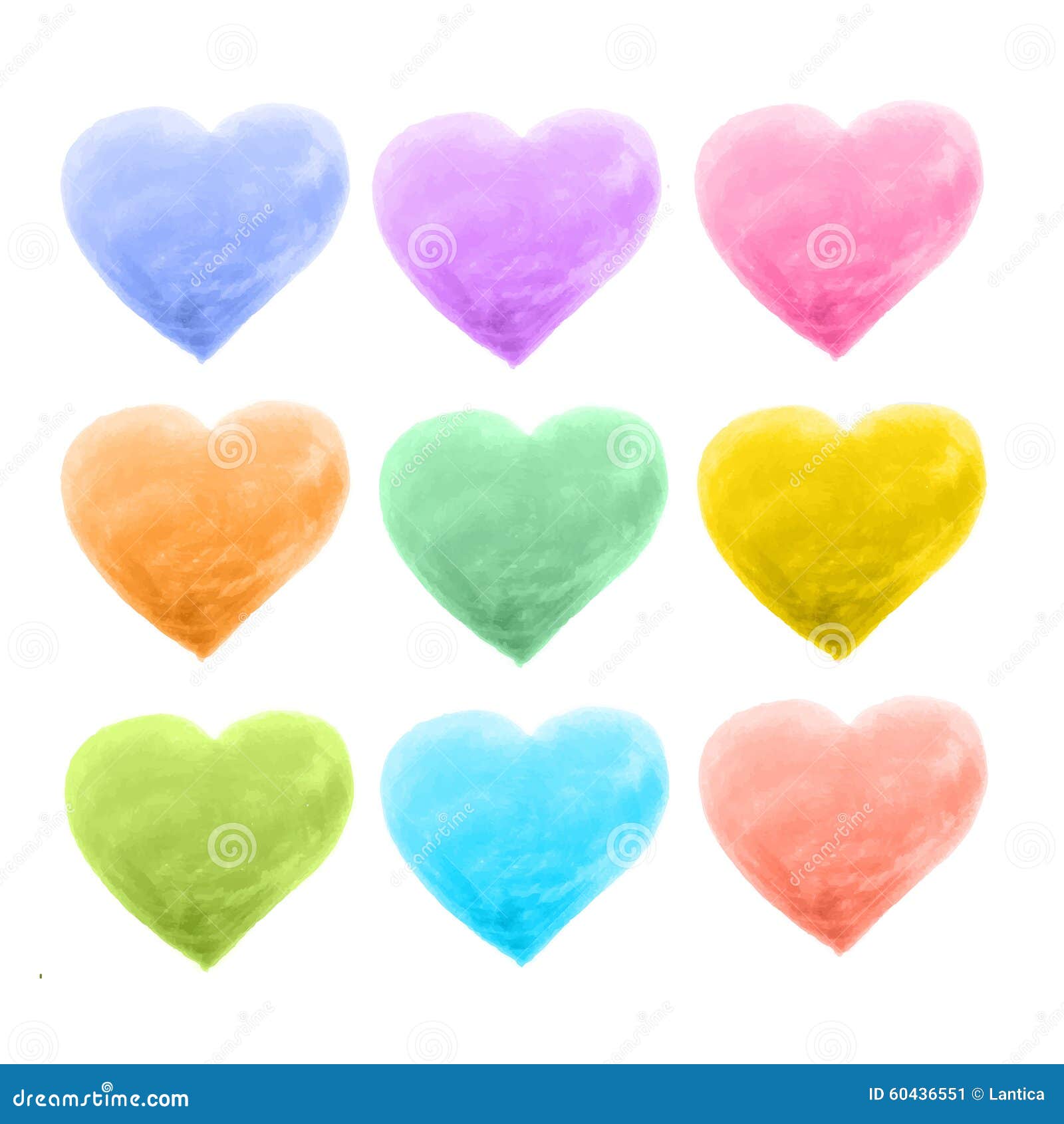 Set of Hearts Different Color Stock Vector - Illustration of happy ...