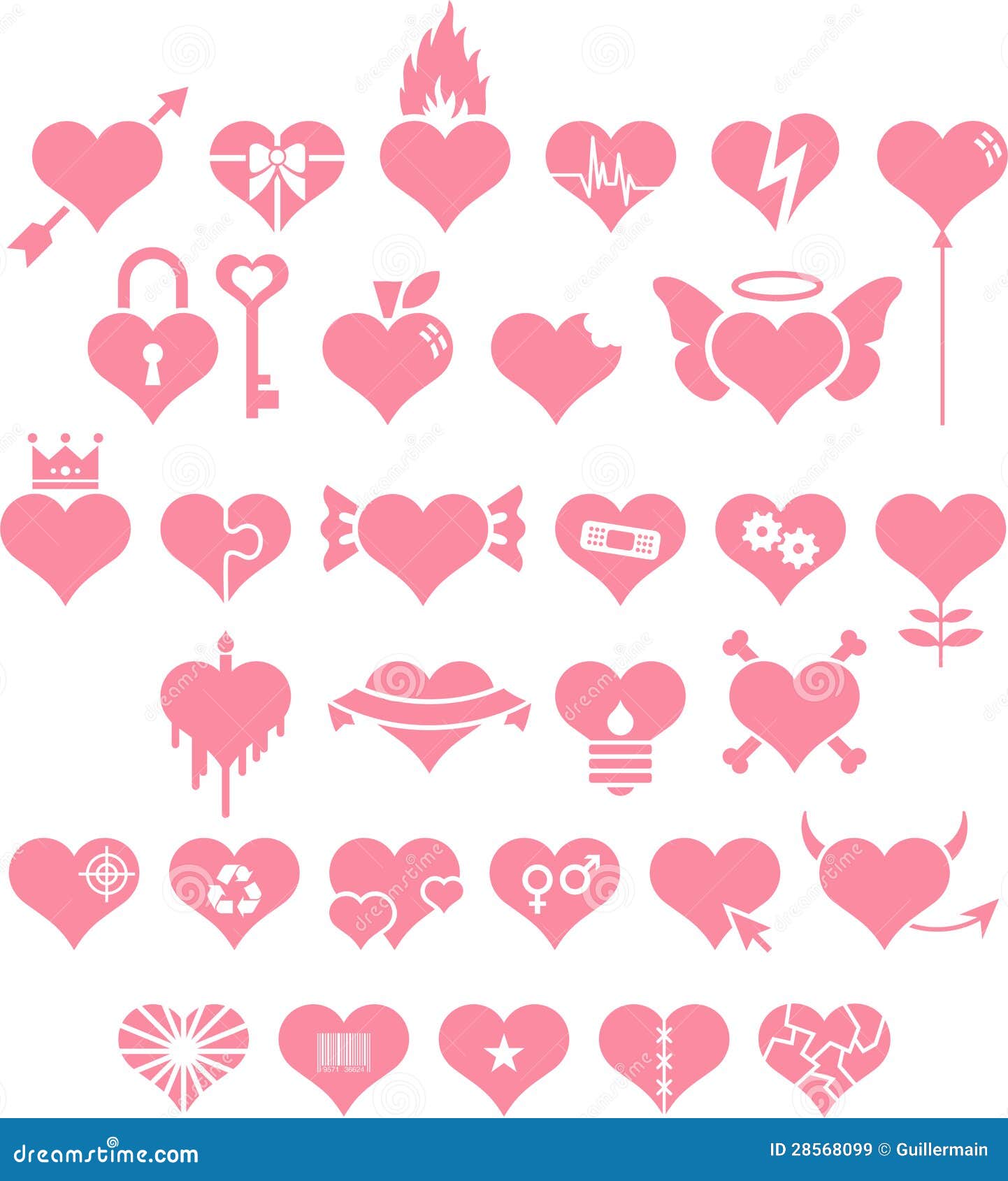 Set of Hearts with Different Motives Stock Vector - Illustration of ...