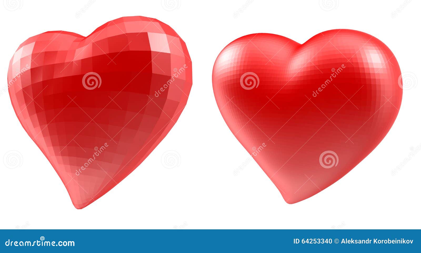 Set of Hearts with Faceted Low-poly Geometry Effect Stock Illustration ...