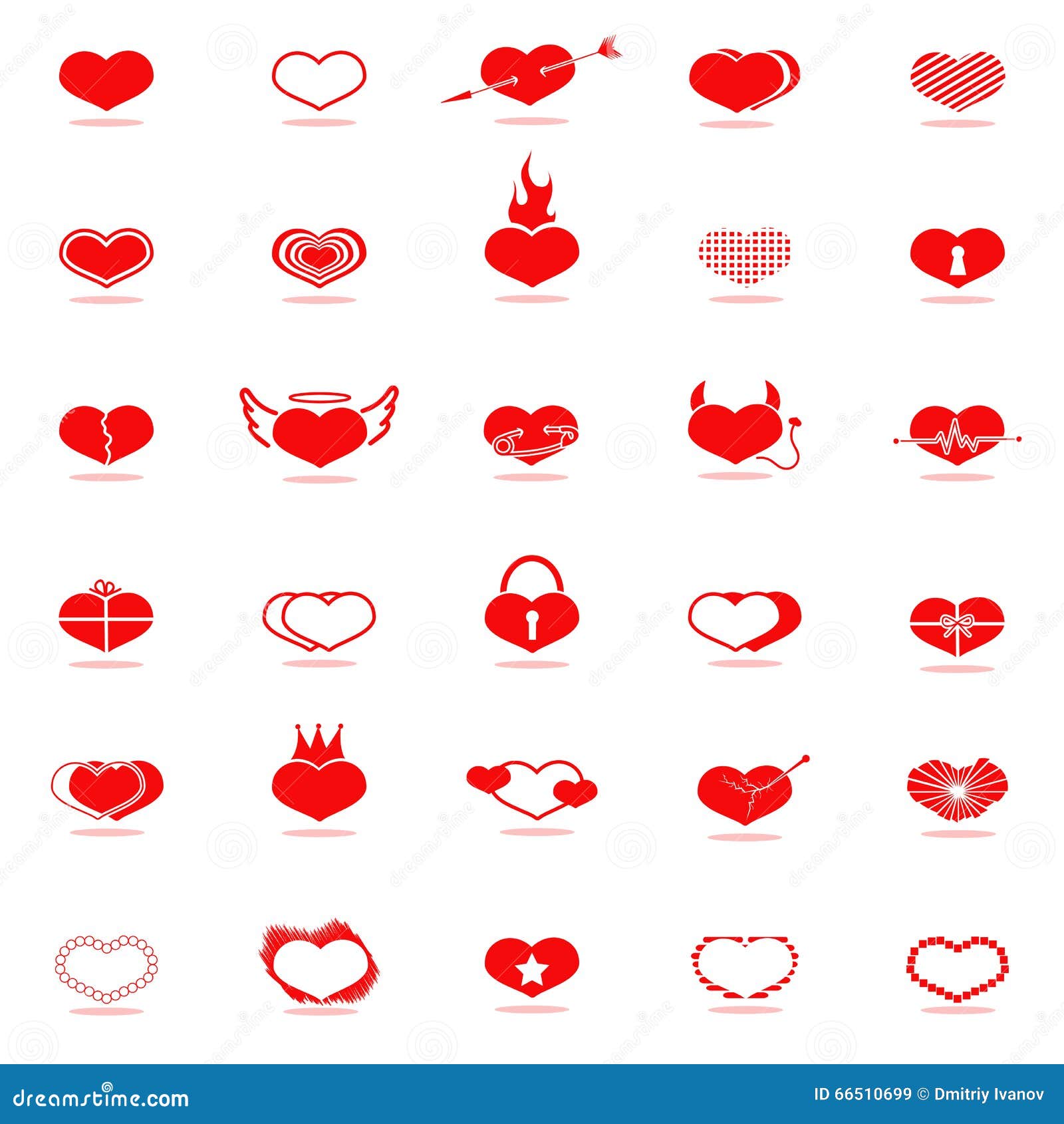 Set of hearts icons stock vector. Illustration of daub - 66510699