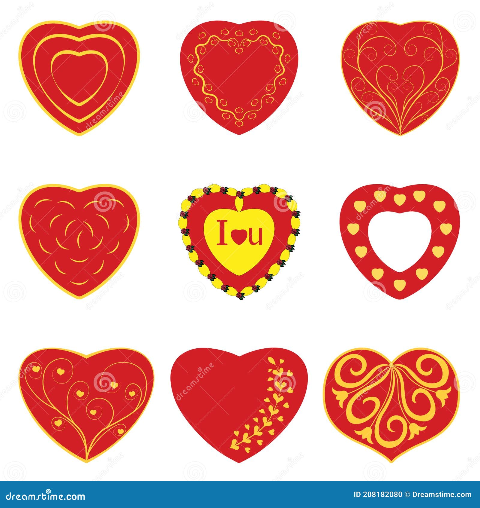 Set of Hearts with Patterns Stock Vector - Illustration of design ...