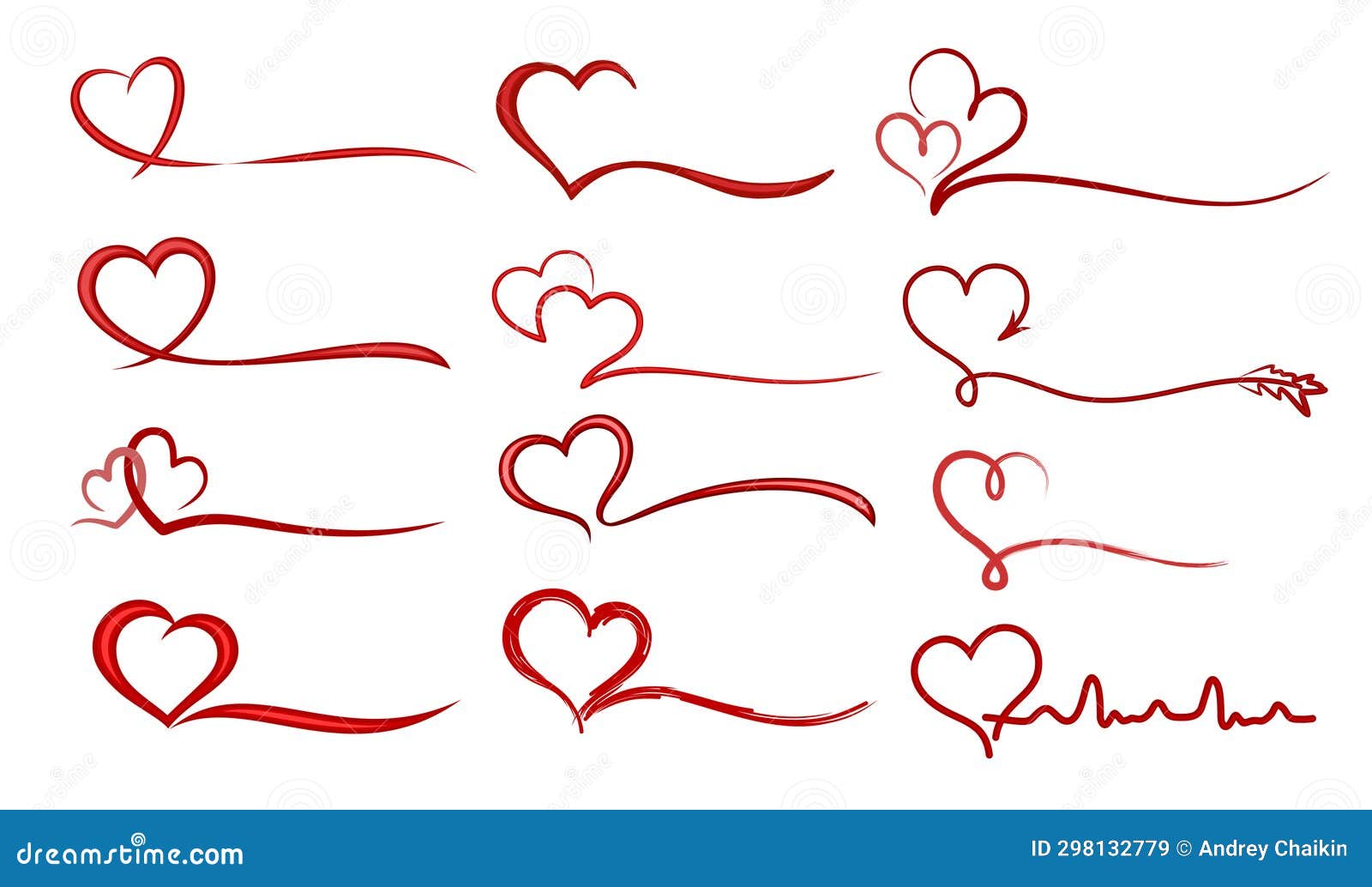 A set of hearts symbols. stock vector. Illustration of hearts - 298132779