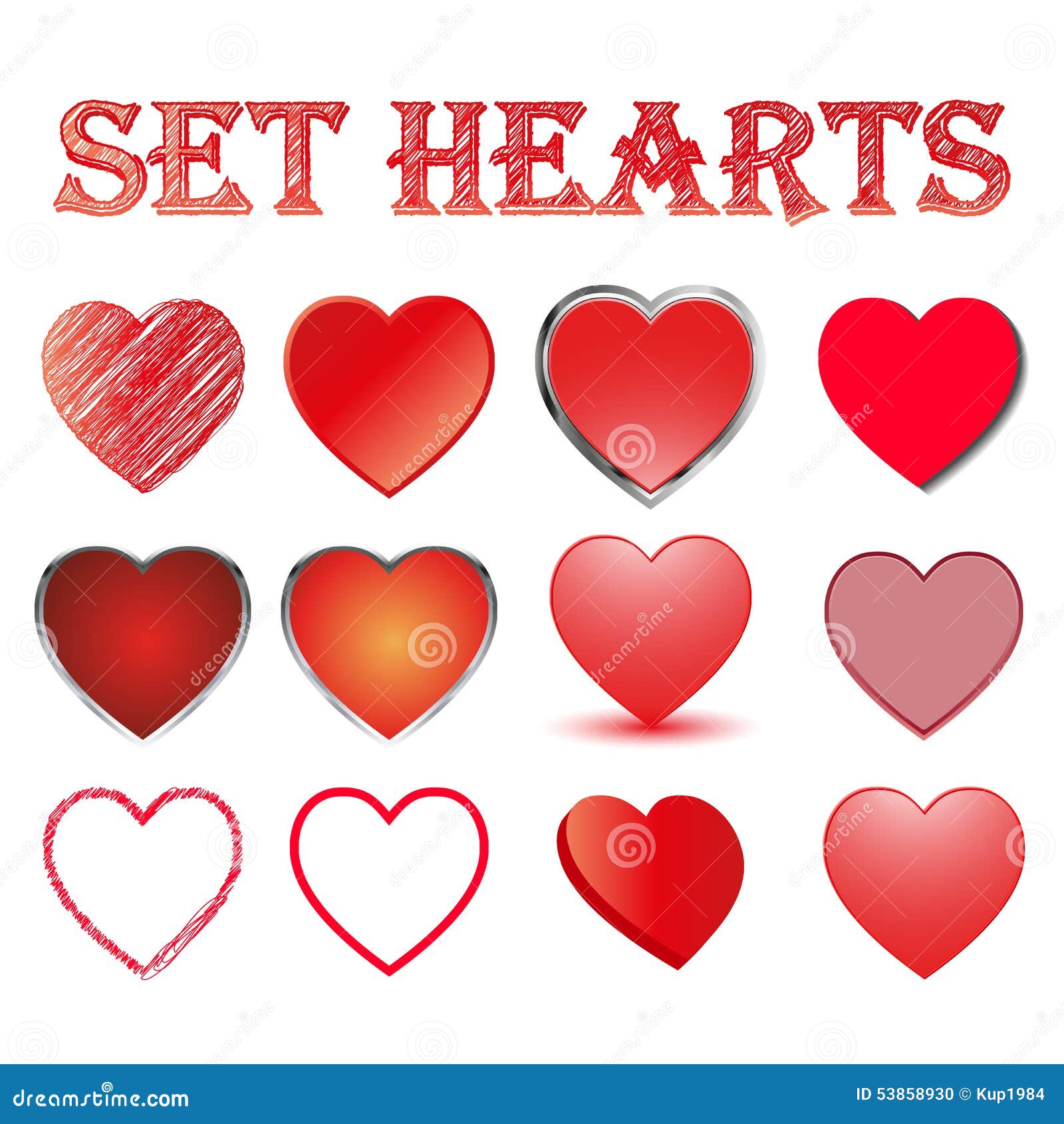 Set of Hearts, Vector Illustration. Stock Vector - Illustration of ...