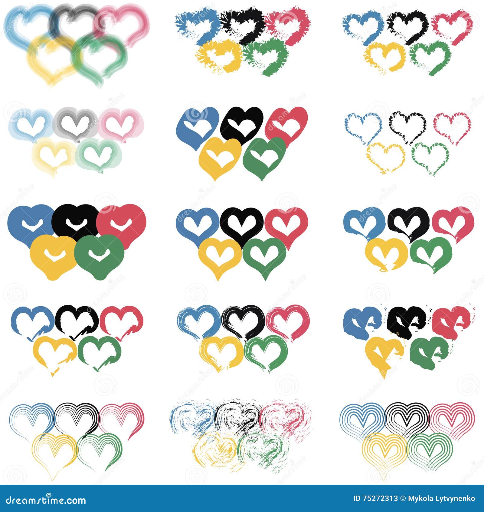 Set Hearts stock vector. Illustration of polygonal, emblem - 75272313