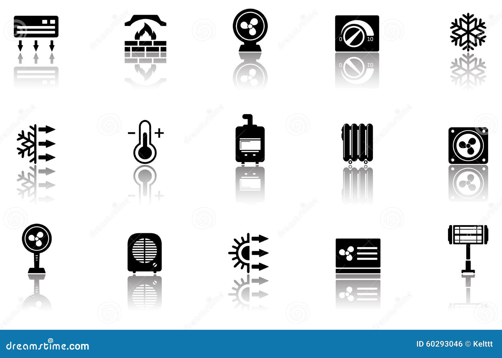 Set of Heating Icons with Reflection Stock Illustration - Illustration ...