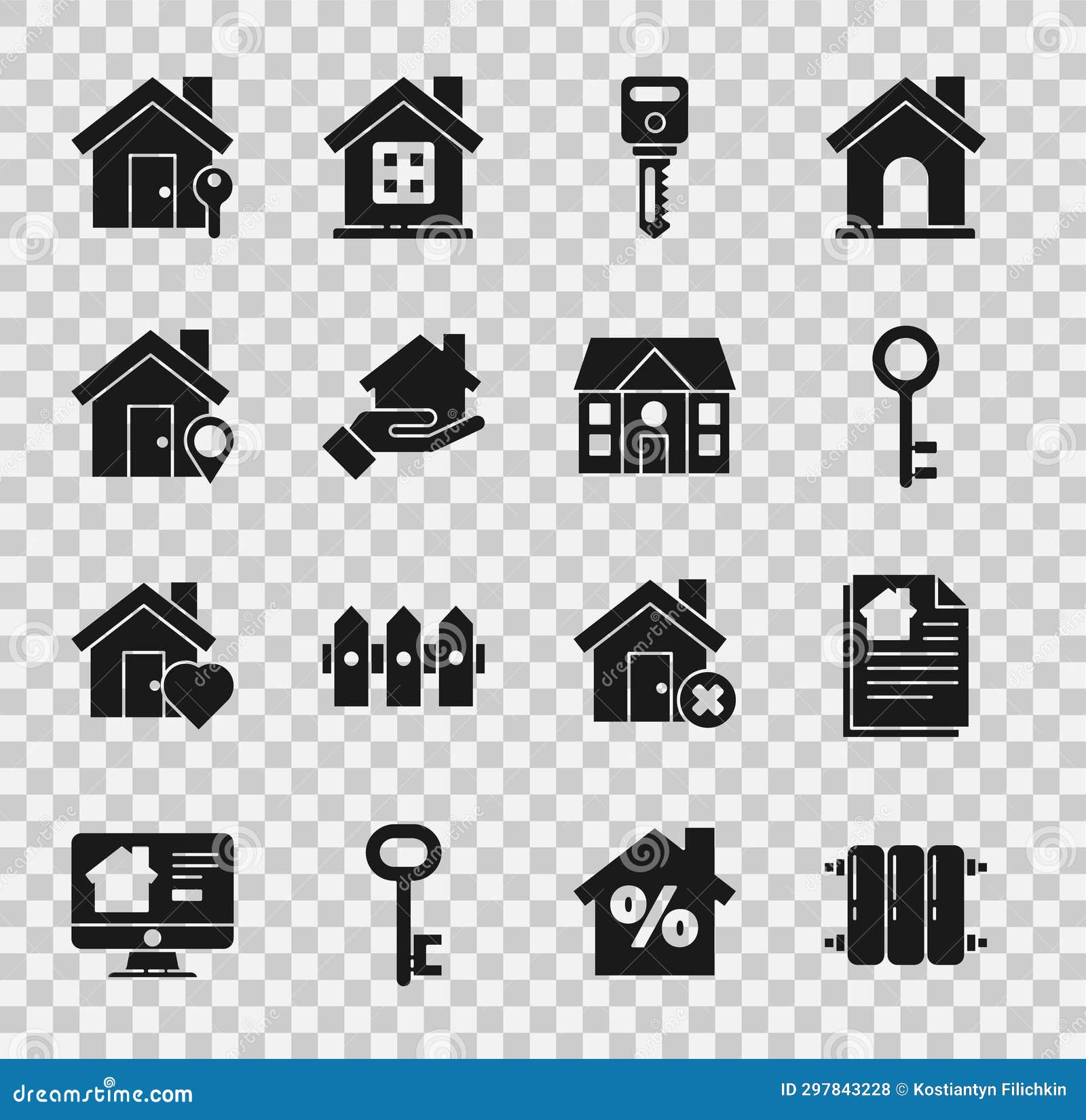 Set Heating Radiator, House Contract, Key, Realtor, Location with House ...