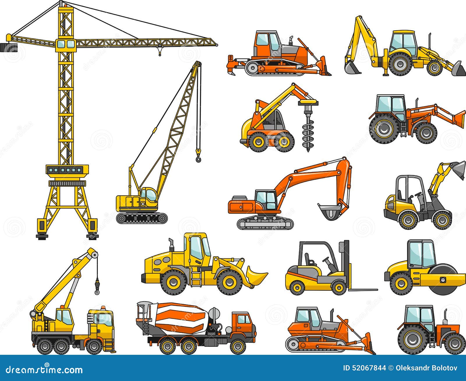 Set of Heavy Construction Machines. Vector Stock Vector - Illustration ...
