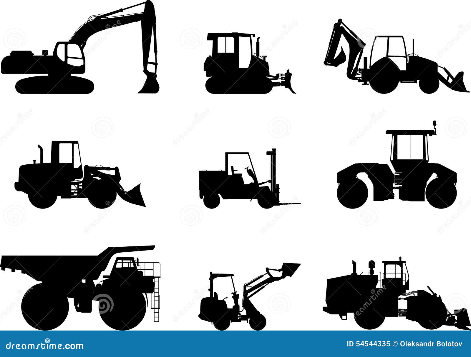 Set of Heavy Construction Machines. Vector Stock Vector - Illustration ...