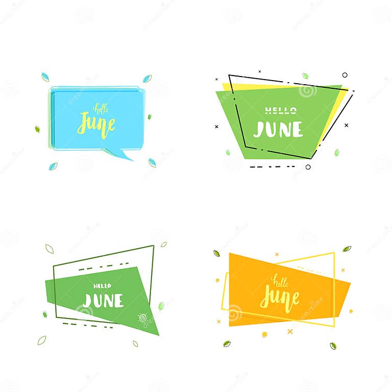 Hello June Banners. Vector Illustration. Stock Vector - Illustration of ...