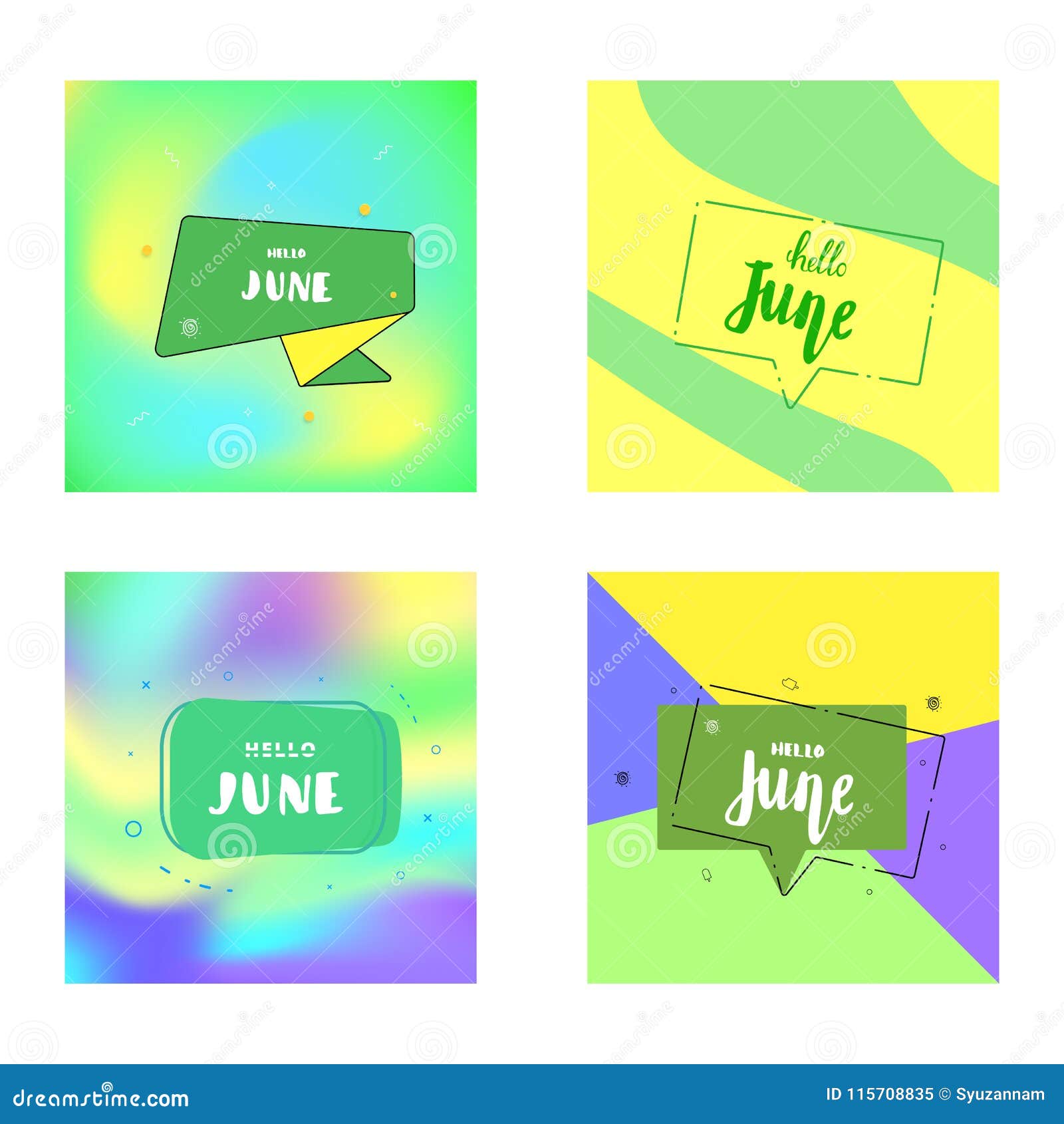 Hello June Banners. Vector Illustration. Stock Vector - Illustration of ...