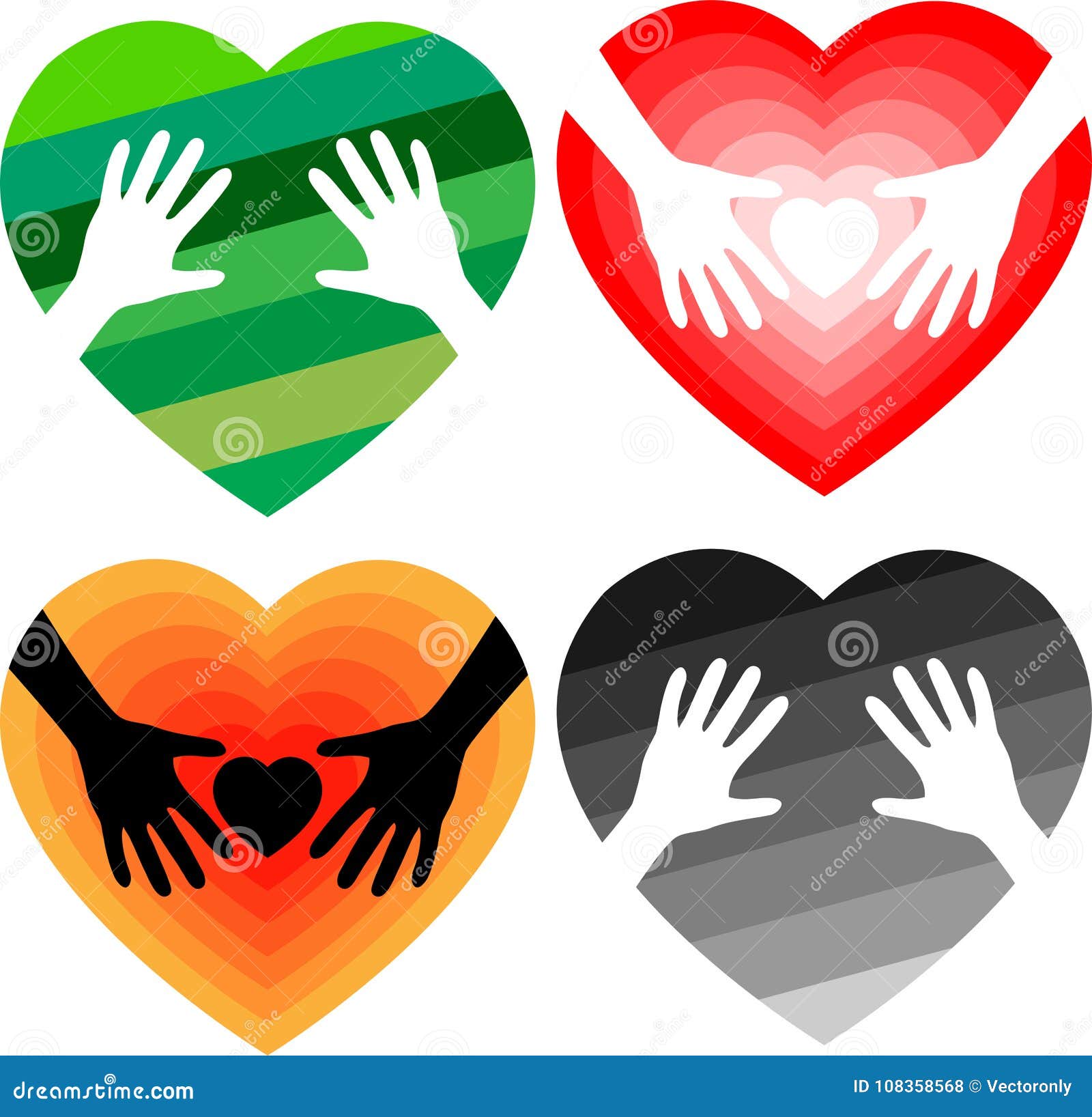 Helping hands in heart stock vector. Illustration of hope - 108358568