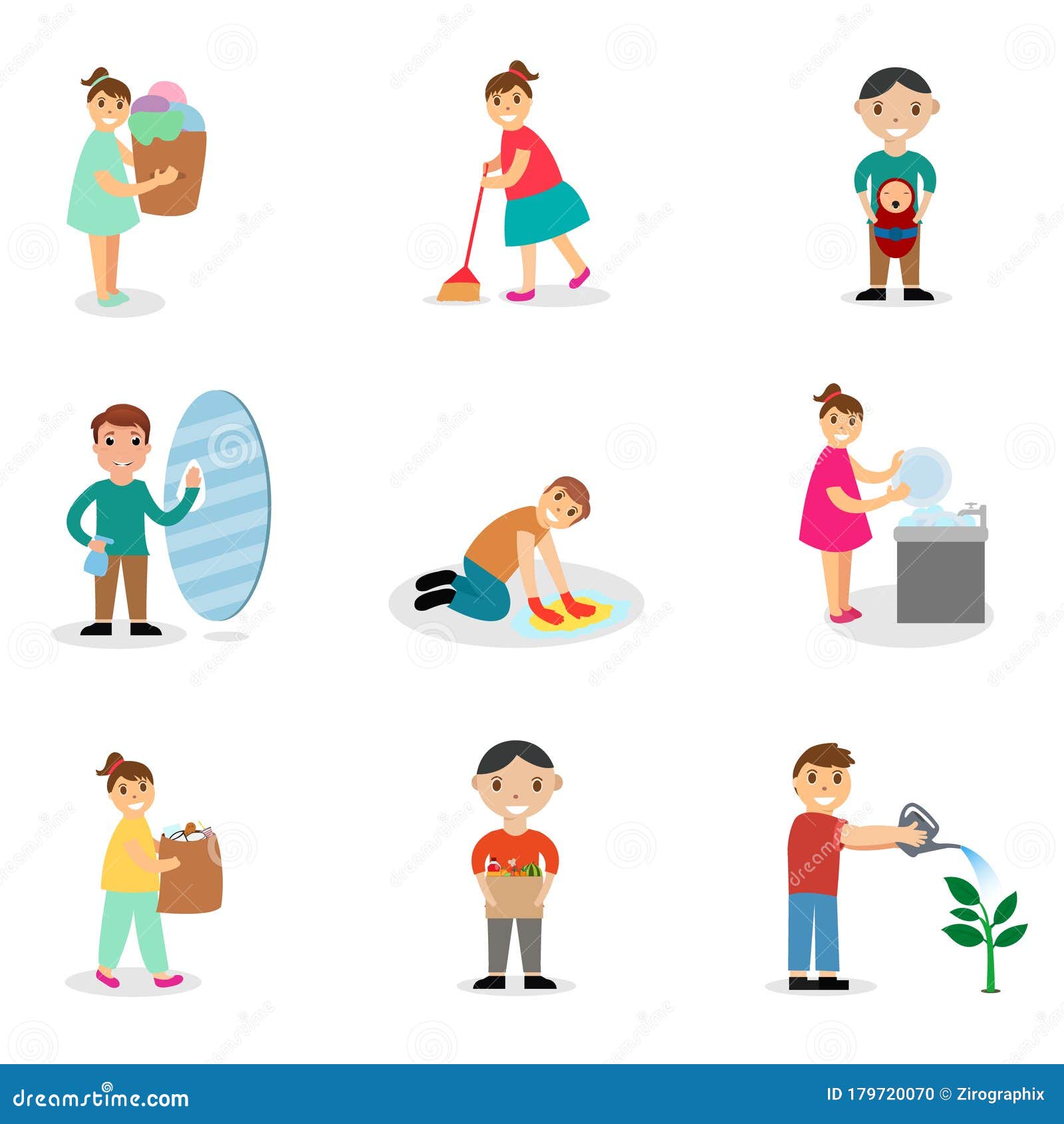 Set of Helping Kids Illustration Design Stock Vector - Illustration of ...