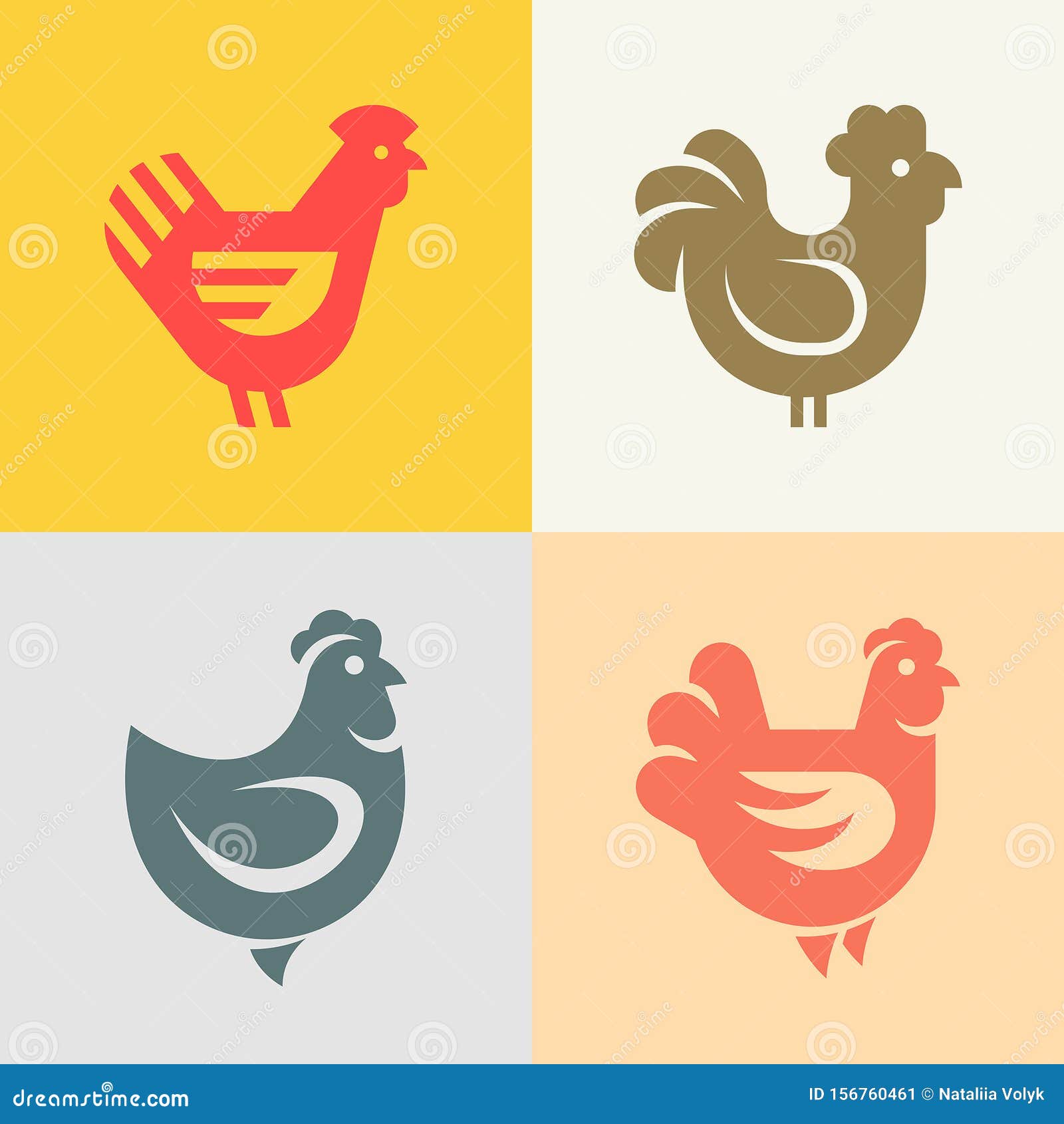 Set of Hen, chicken logo stock vector. Illustration of cartoon - 156760461