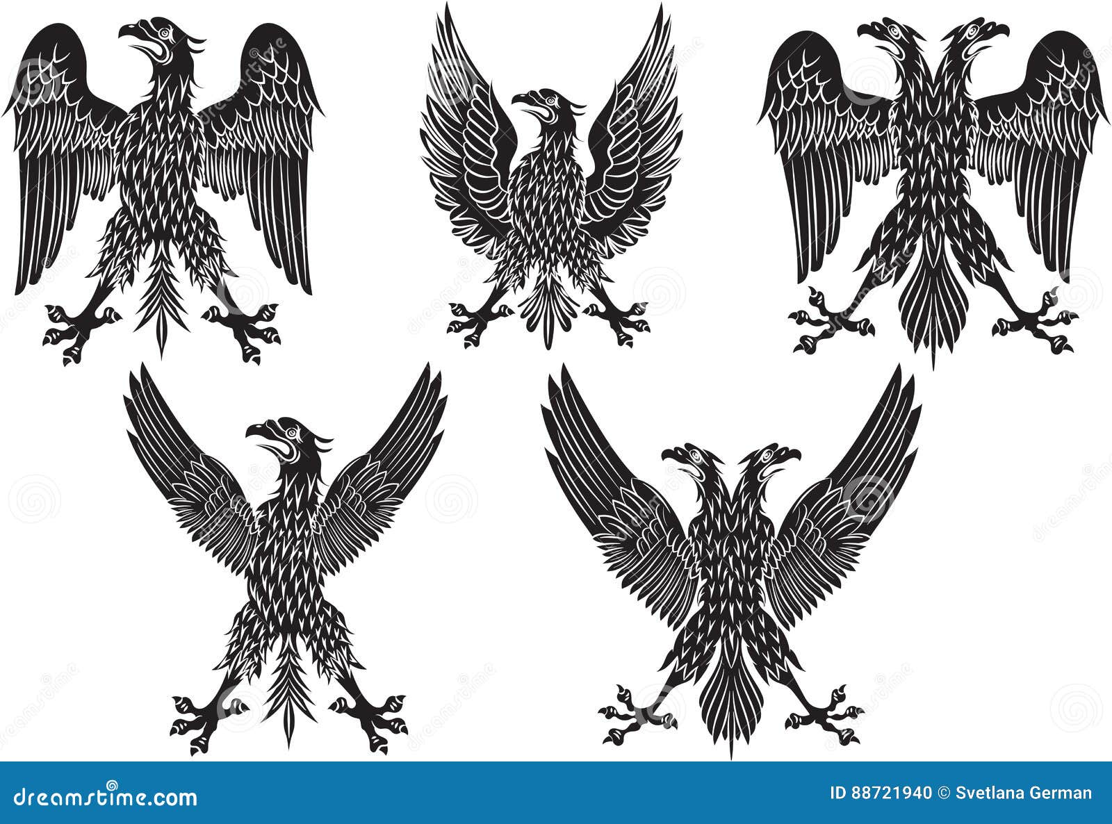 Set of Heraldic Black Eagles. Vector Illustration Stock Vector ...