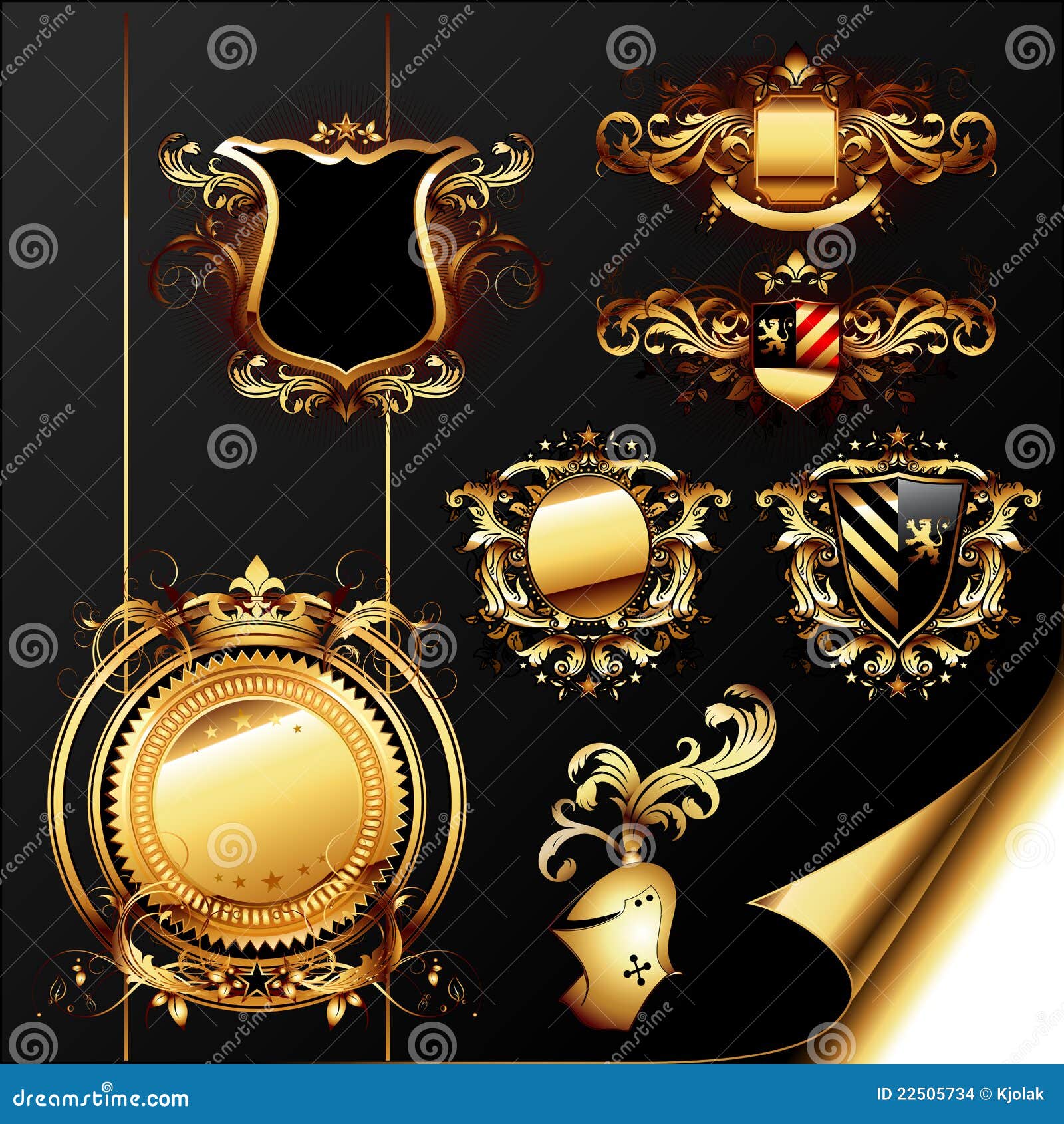 Set of heraldic elements stock vector. Illustration of style - 22505734