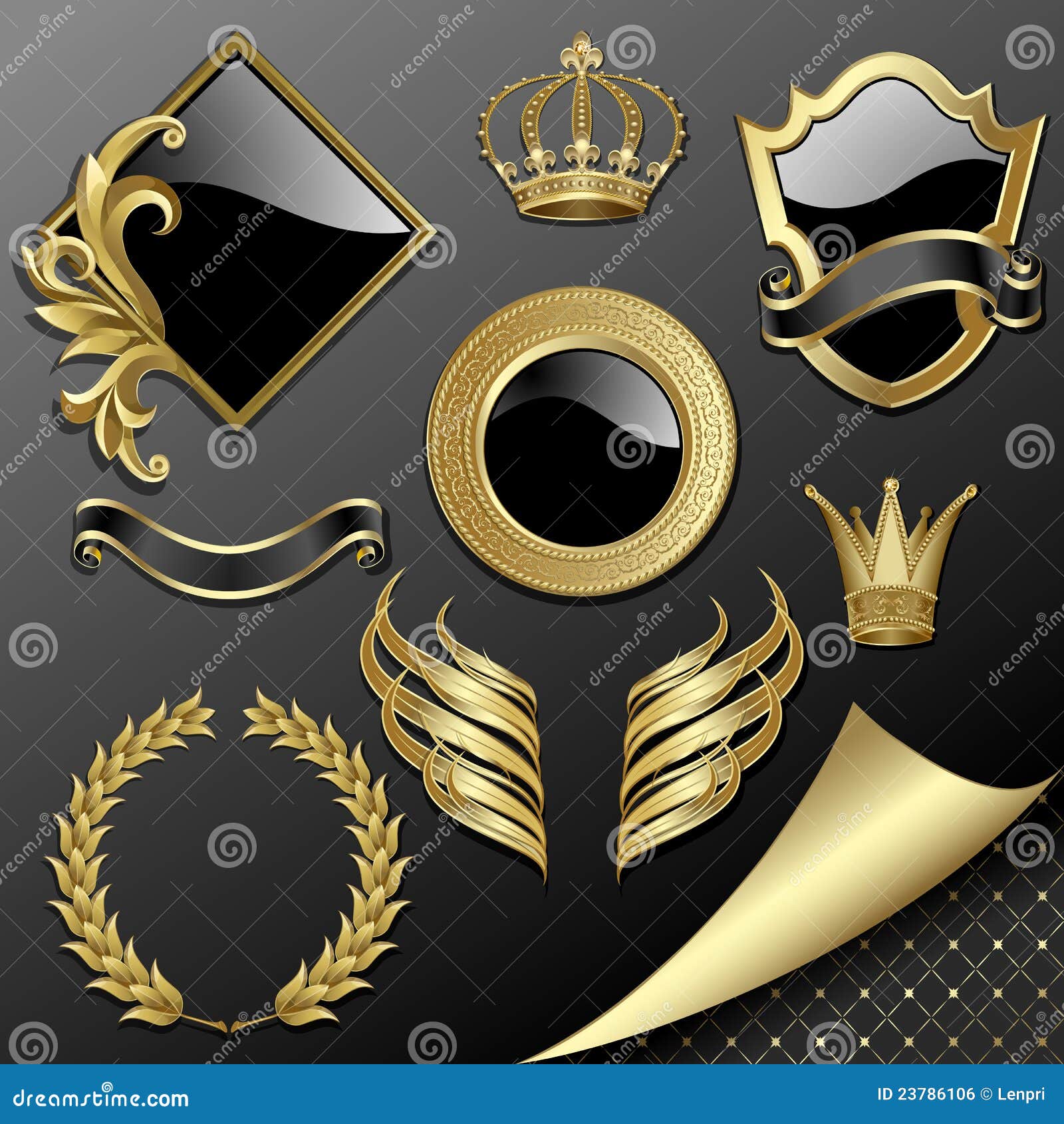 Set of heraldic elements stock vector. Illustration of retro - 23786106
