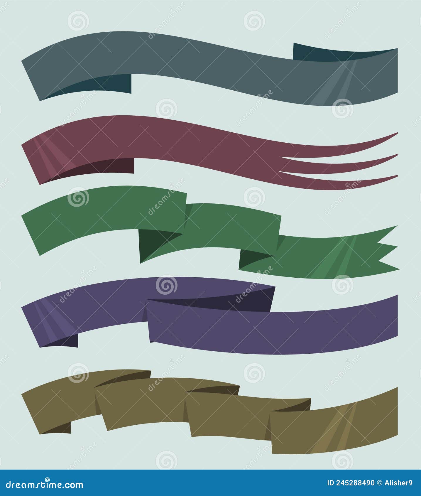 Set of Heraldic Flag Banners Fluttering in the Wind Stock Vector ...