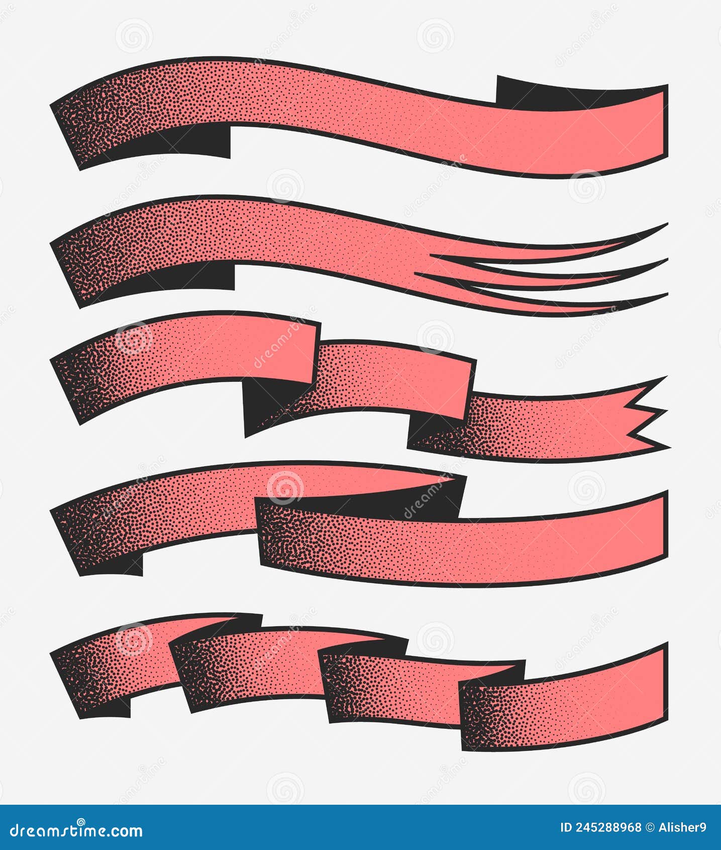 Set of Heraldic Flag Banners Fluttering in the Wind Stock Vector ...