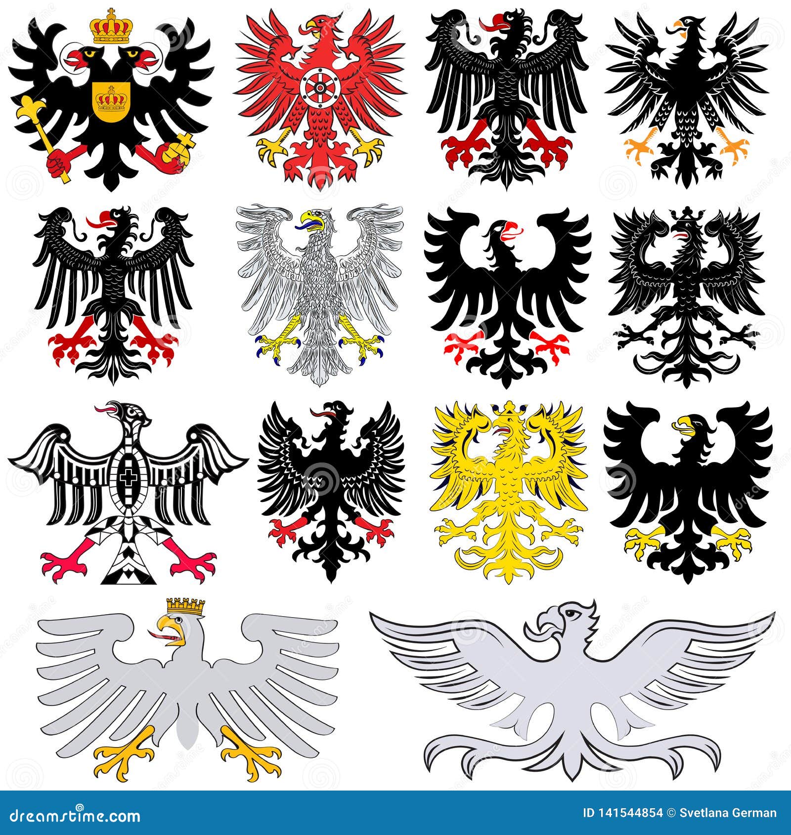 Set Of Heraldic German Eagles Vector Illustration | CartoonDealer.com ...