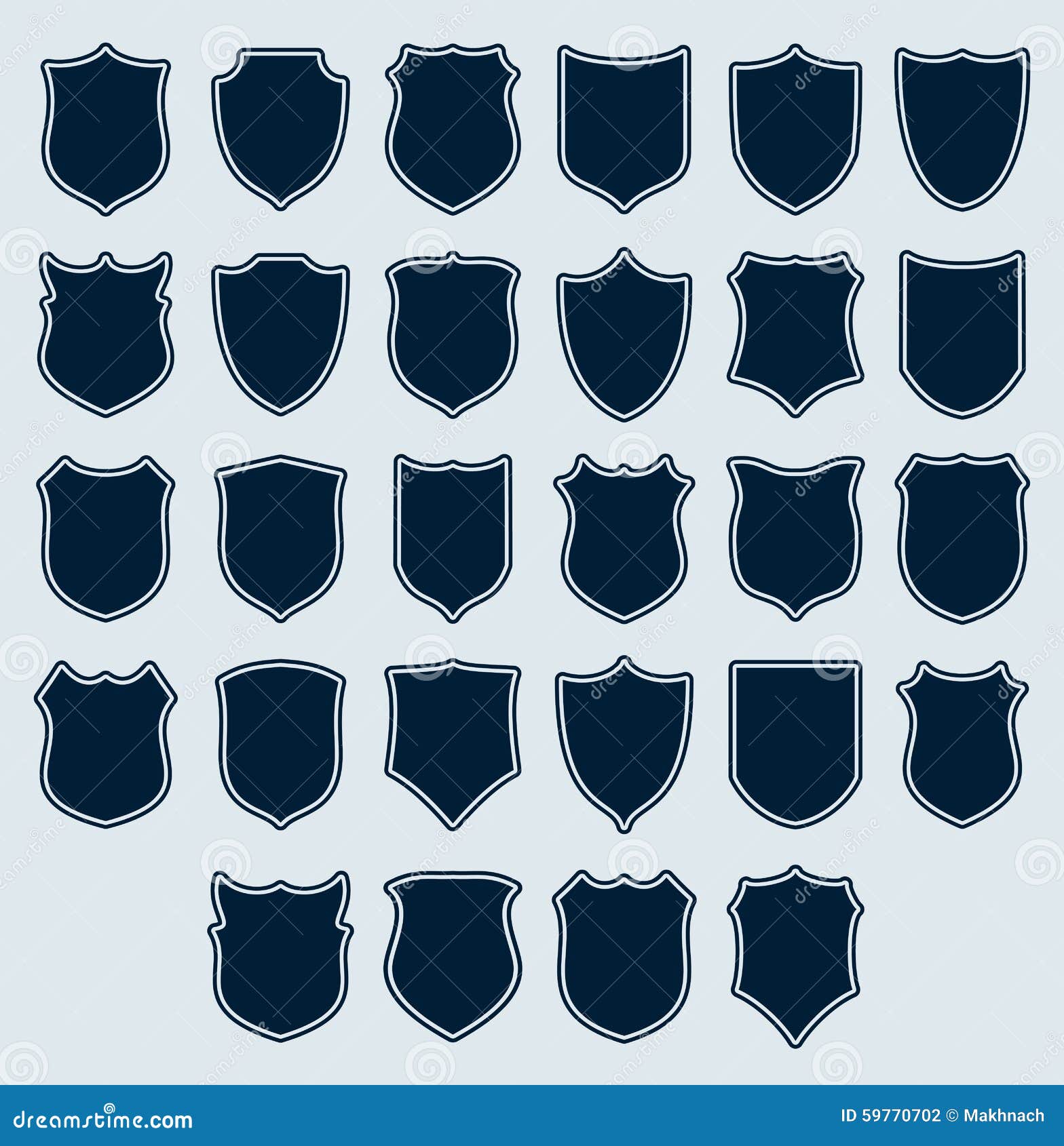 Set Of Heraldic Icons Shields Silhouettes Vector Illustration ...