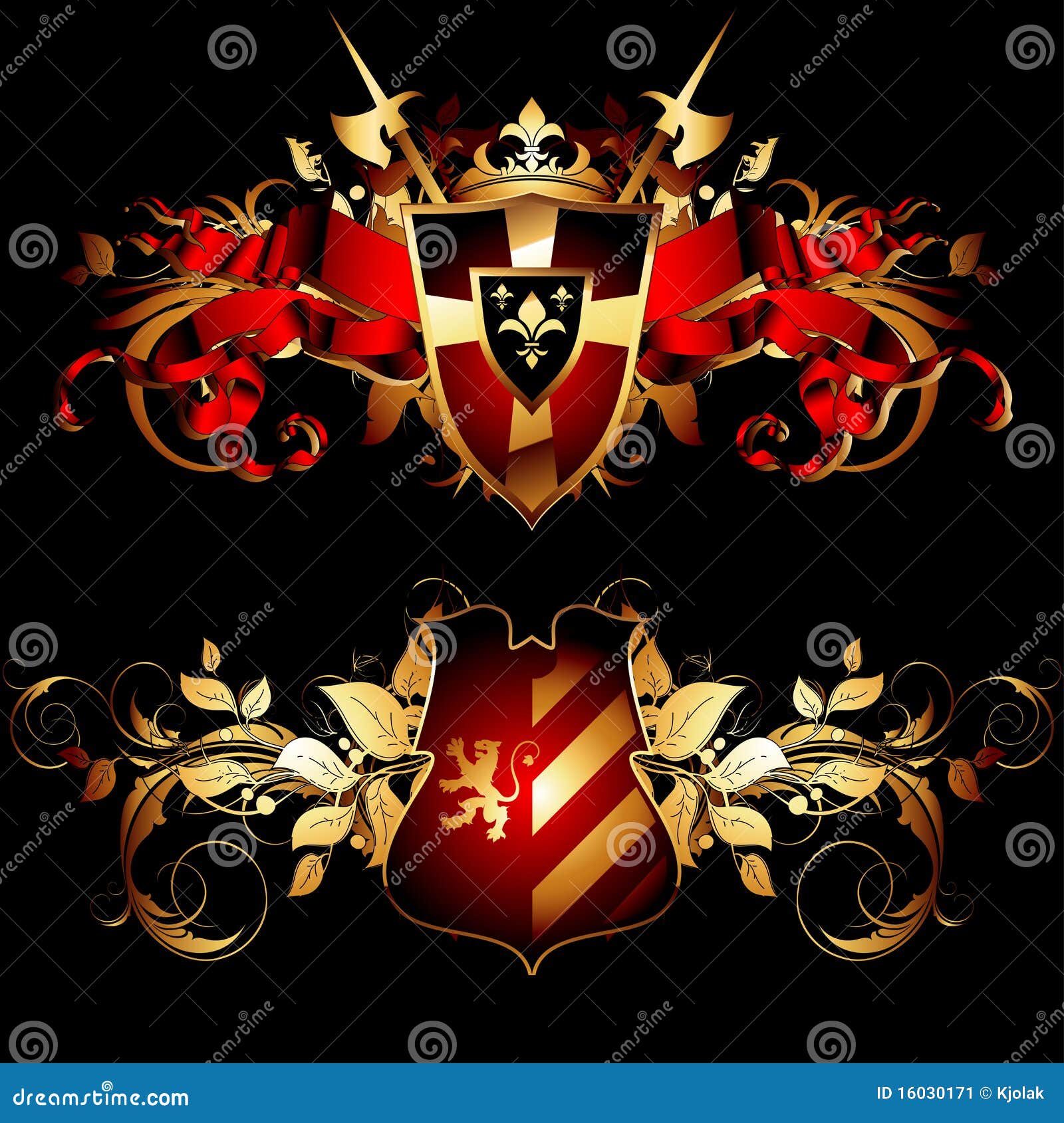 Set of heraldic shields stock vector. Illustration of victorian - 16030171