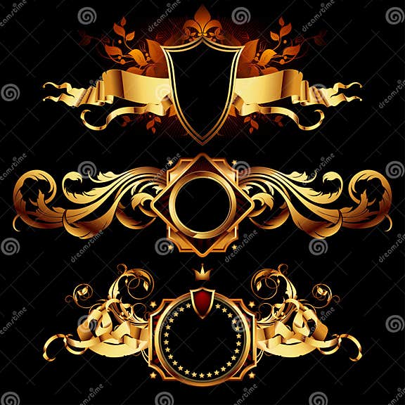 Set of heraldic shields stock vector. Illustration of heraldic - 16030213