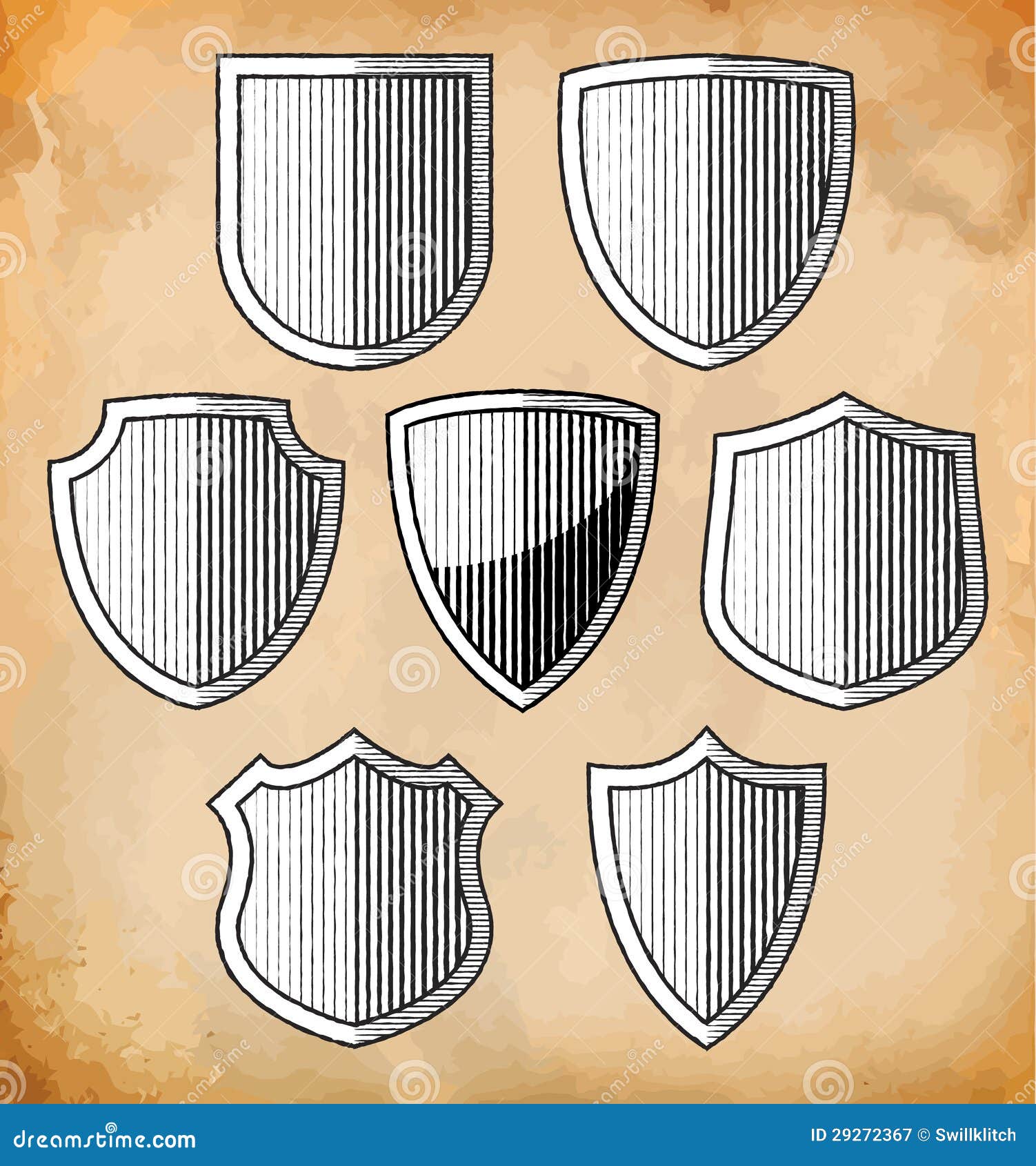 Set of heraldic shields stock vector. Illustration of paper - 29272367