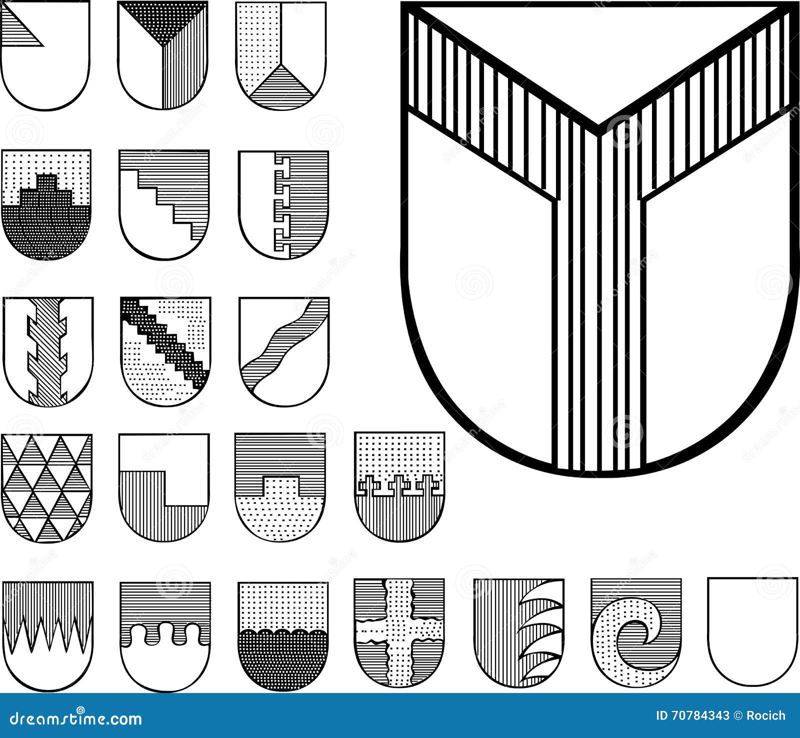 Set of Heraldic Shields stock vector. Illustration of division - 70784343