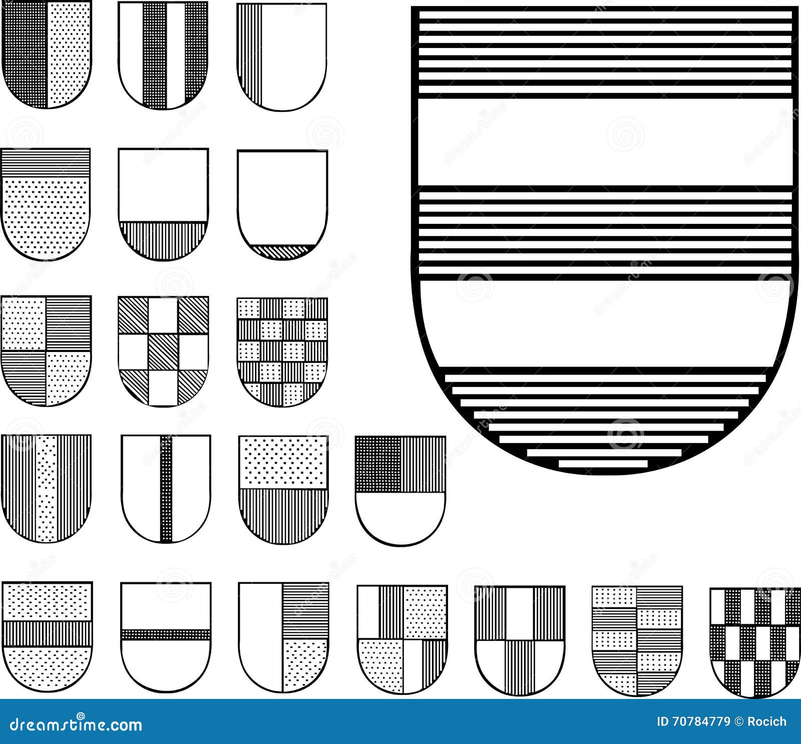 Set of Heraldic Shields stock vector. Illustration of field - 70784779