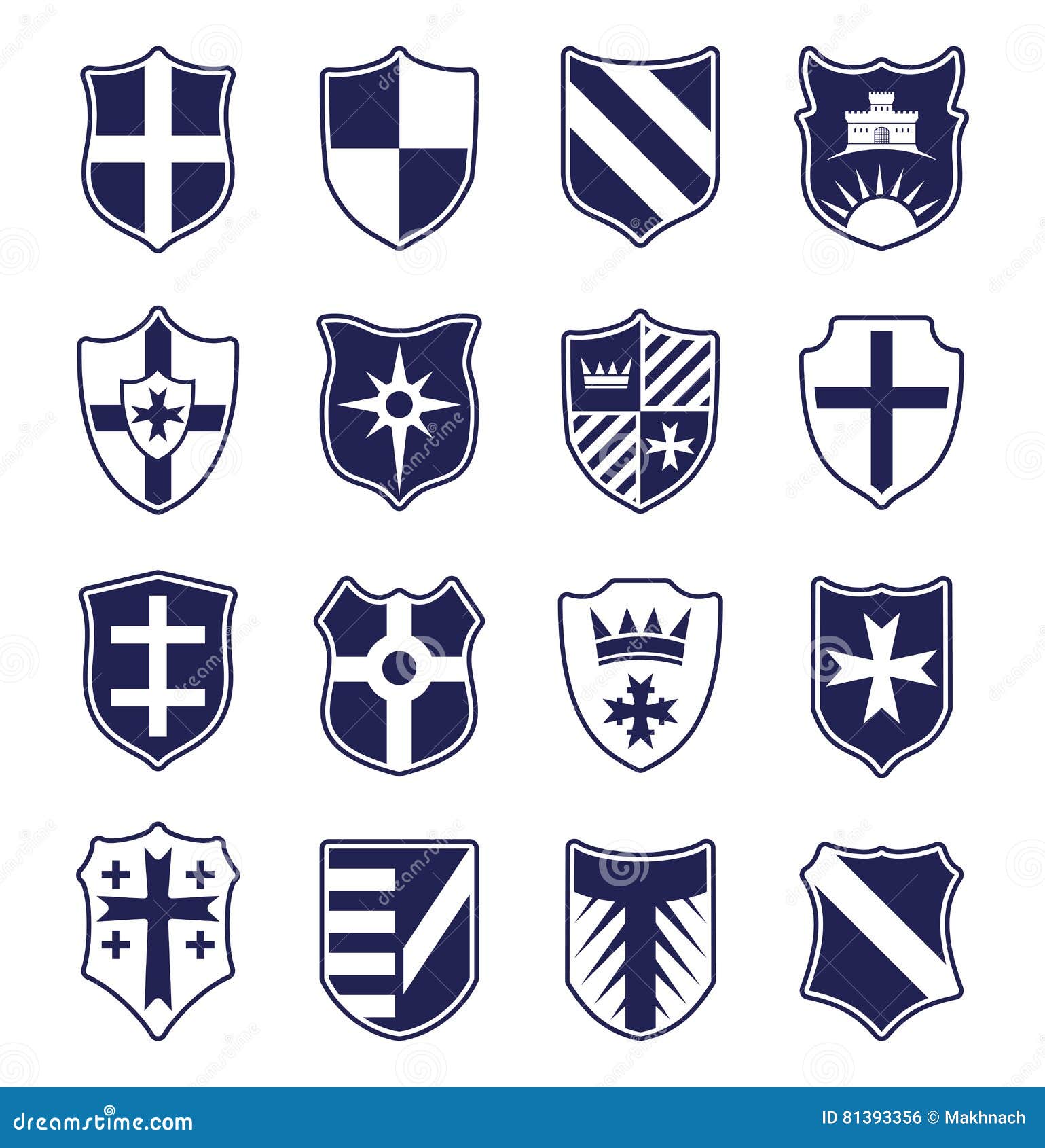 Set Of Heraldic Shields Vector Illustration 22311412