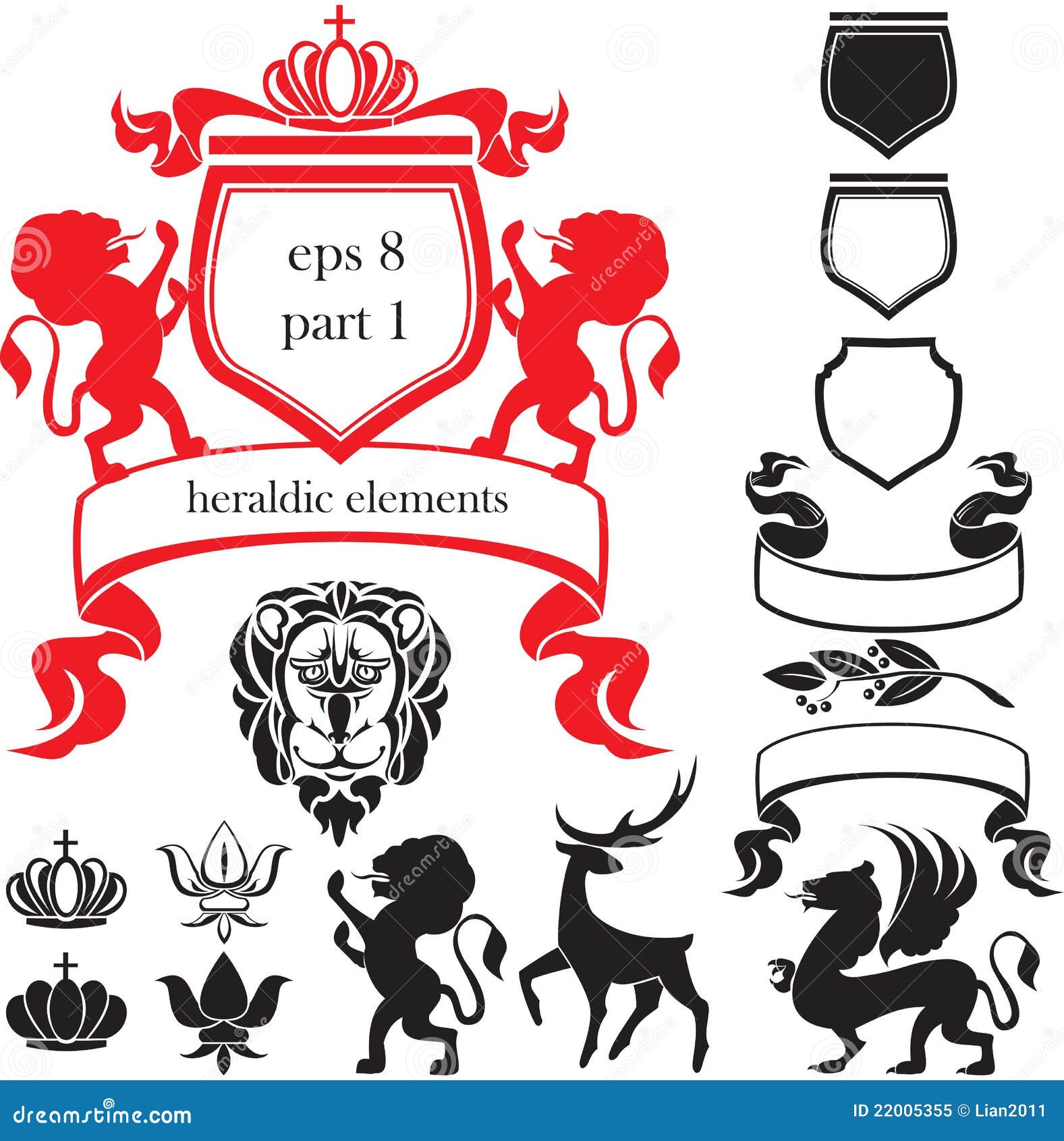 Set of Heraldic Silhouettes ElementsSet of Heraldi Stock Vector ...