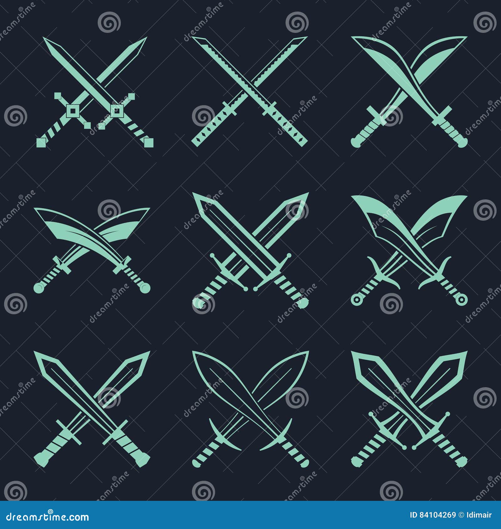 Set of Heraldic Swords and Sabres for Heraldry Design Vector Stock ...