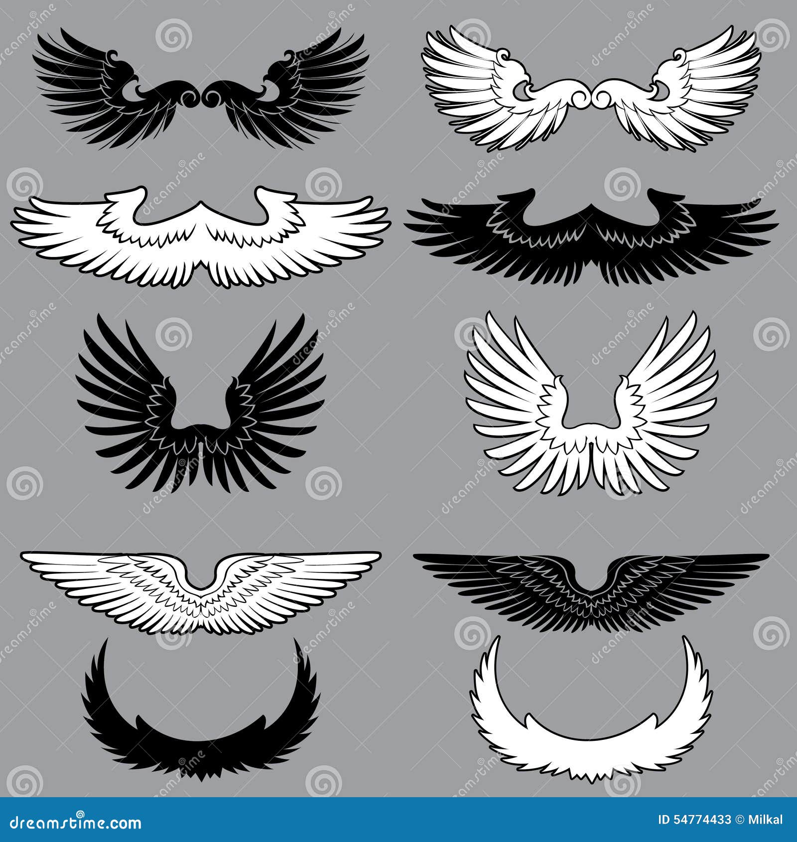 Set of heraldry wings stock vector. Illustration of cartoon - 54774433