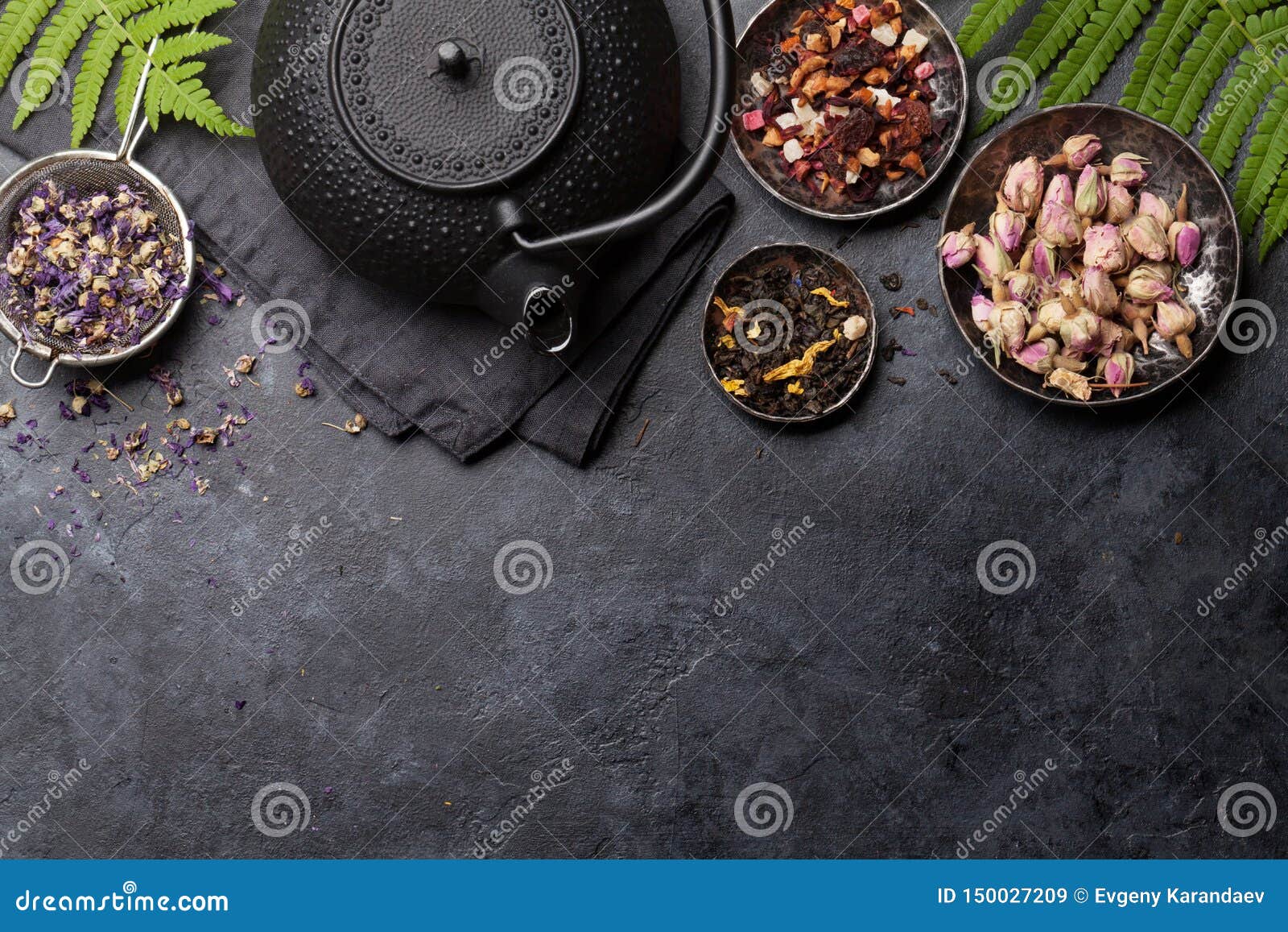 Set of Herbal and Fruit Dry Teas Stock Image - Image of blackboard ...