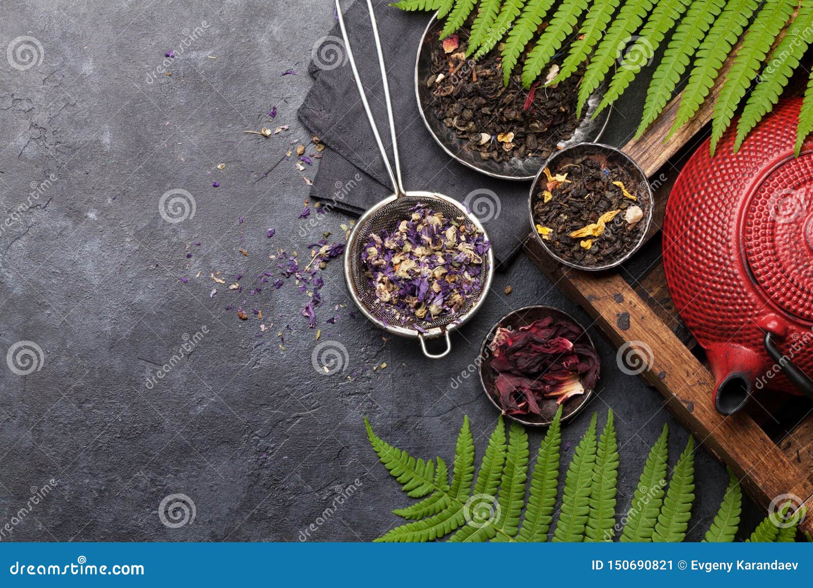 Set of Herbal and Fruit Dry Teas Stock Image - Image of collection ...